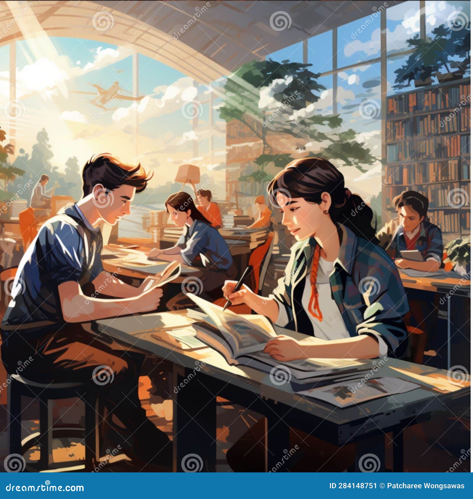 Libraries, Classrooms Cartoon Stock Illustration - Illustration of ...