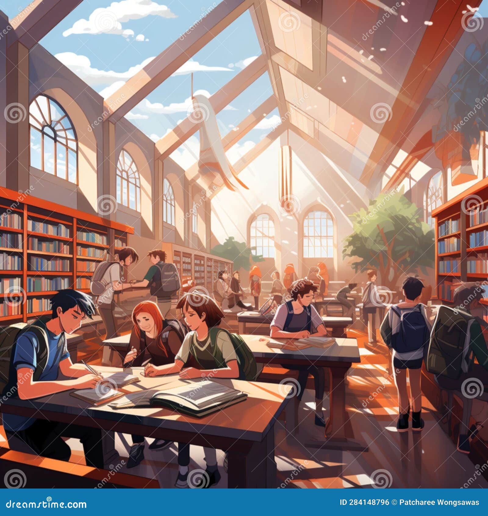 Libraries, Classrooms Cartoon Stock Illustration - Illustration of ...