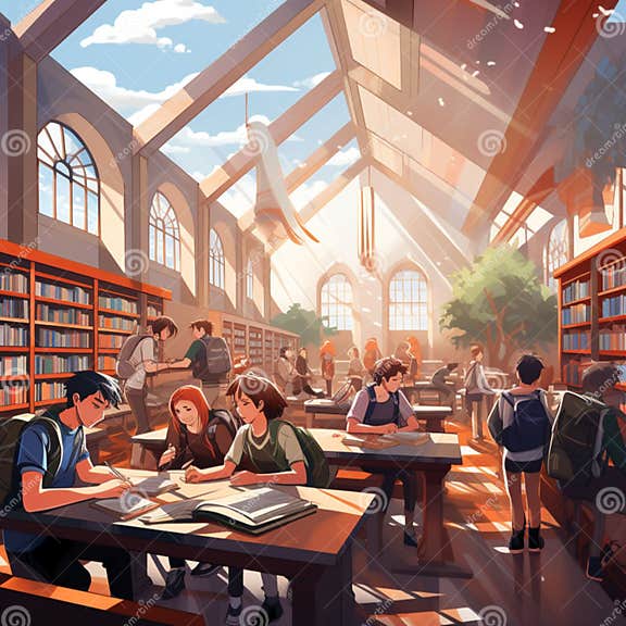 Libraries, Classrooms Cartoon Stock Illustration - Illustration of ...
