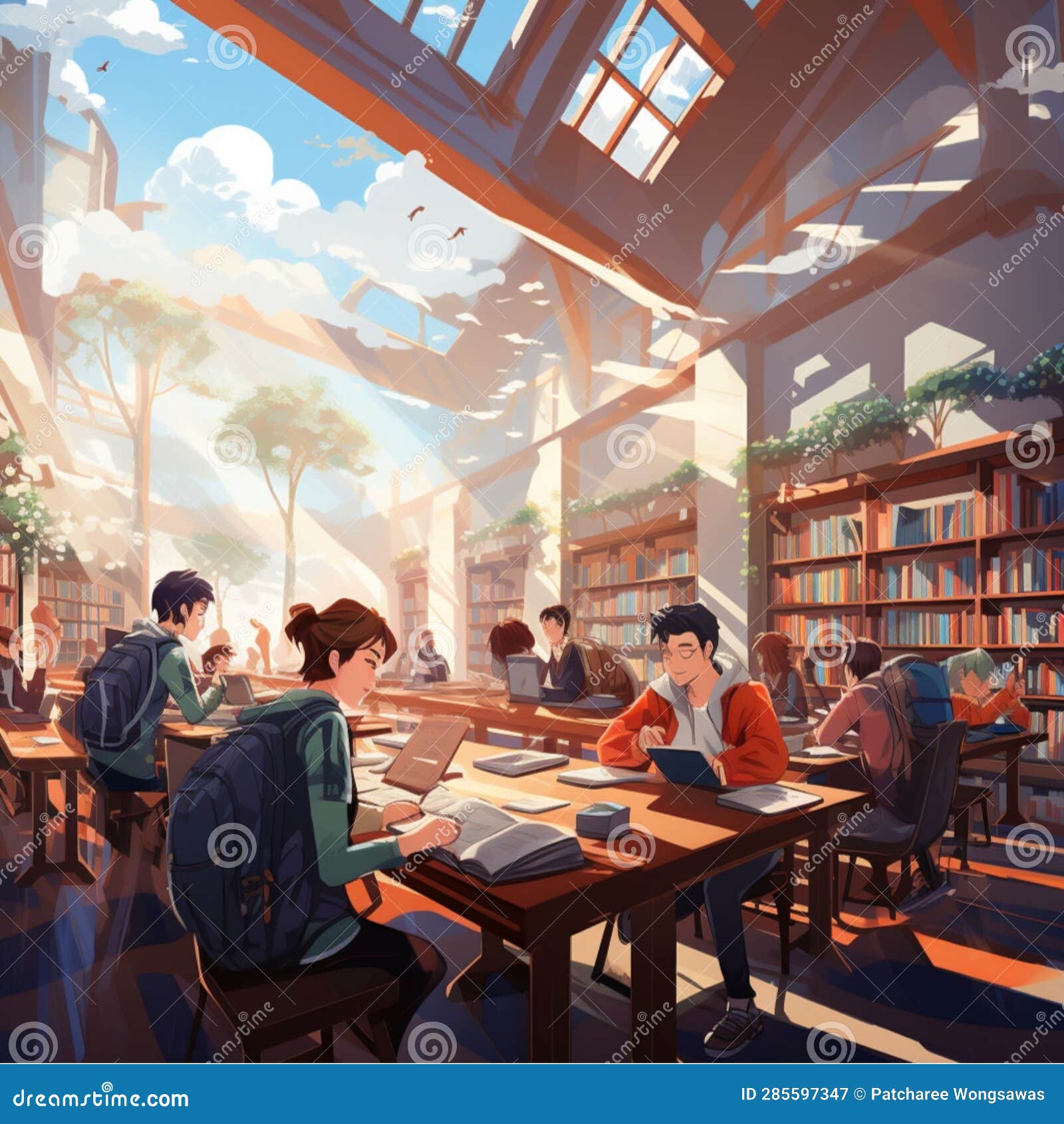 Libraries, Classrooms Cartoon Stock Illustration - Illustration of ...