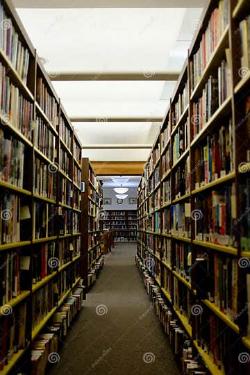 Library Aisle and Book Stacks Stock Image - Image of depository ...
