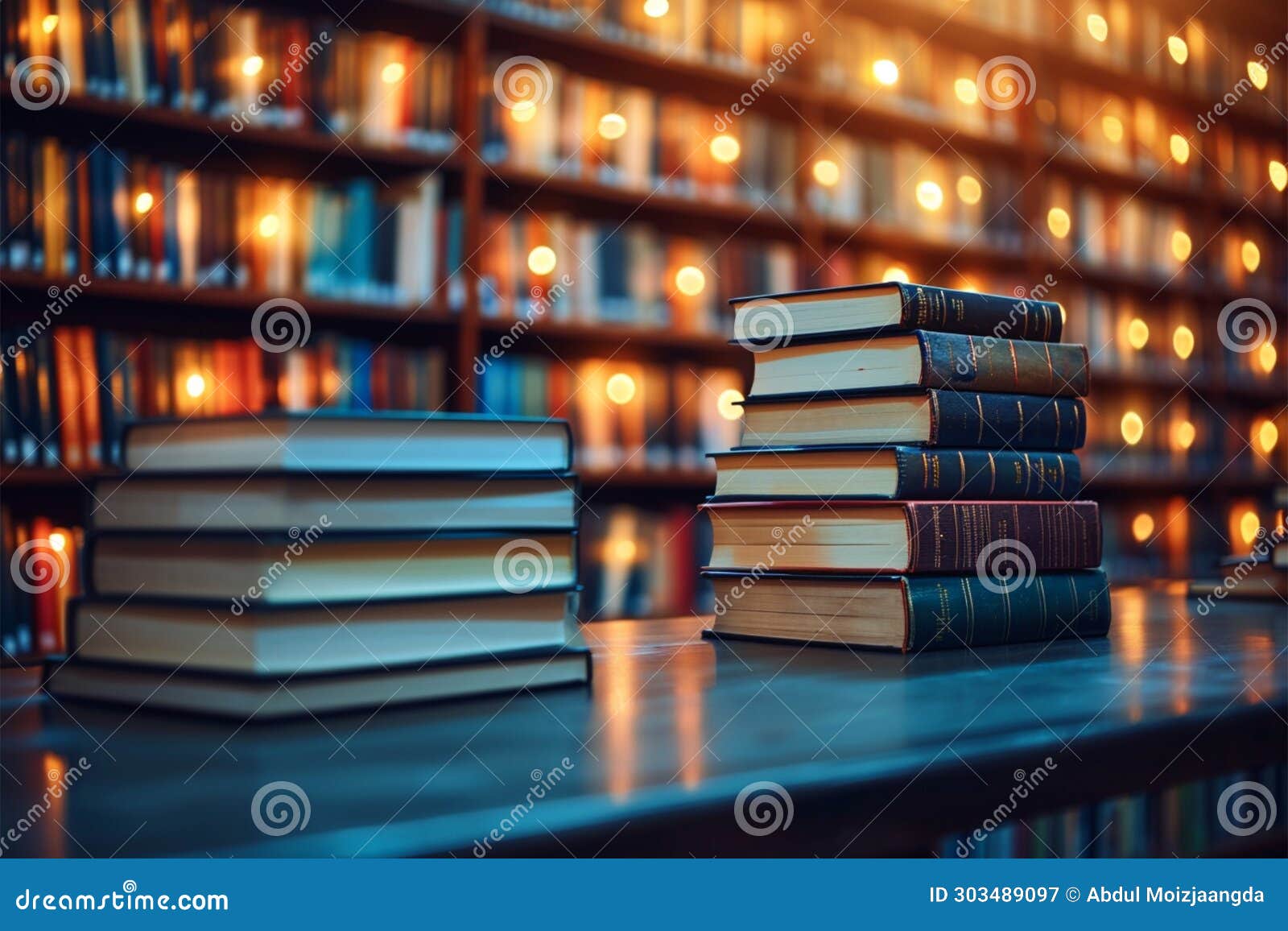 Library Ambiance, Back To School Concept, Book Stack, Blurred Bookshelf ...