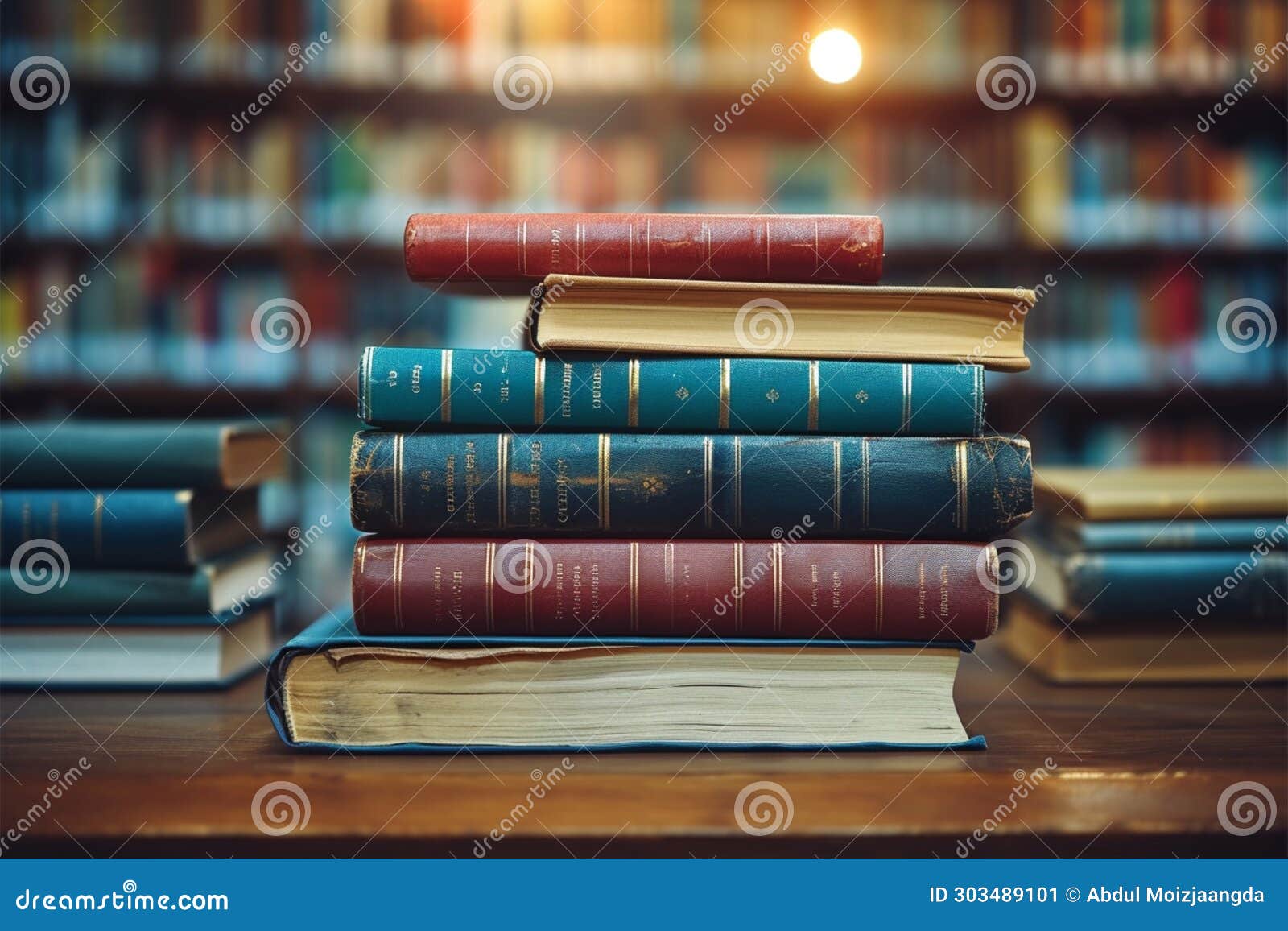 Library Ambiance, Back To School Concept, Book Stack, Blurred Bookshelf ...