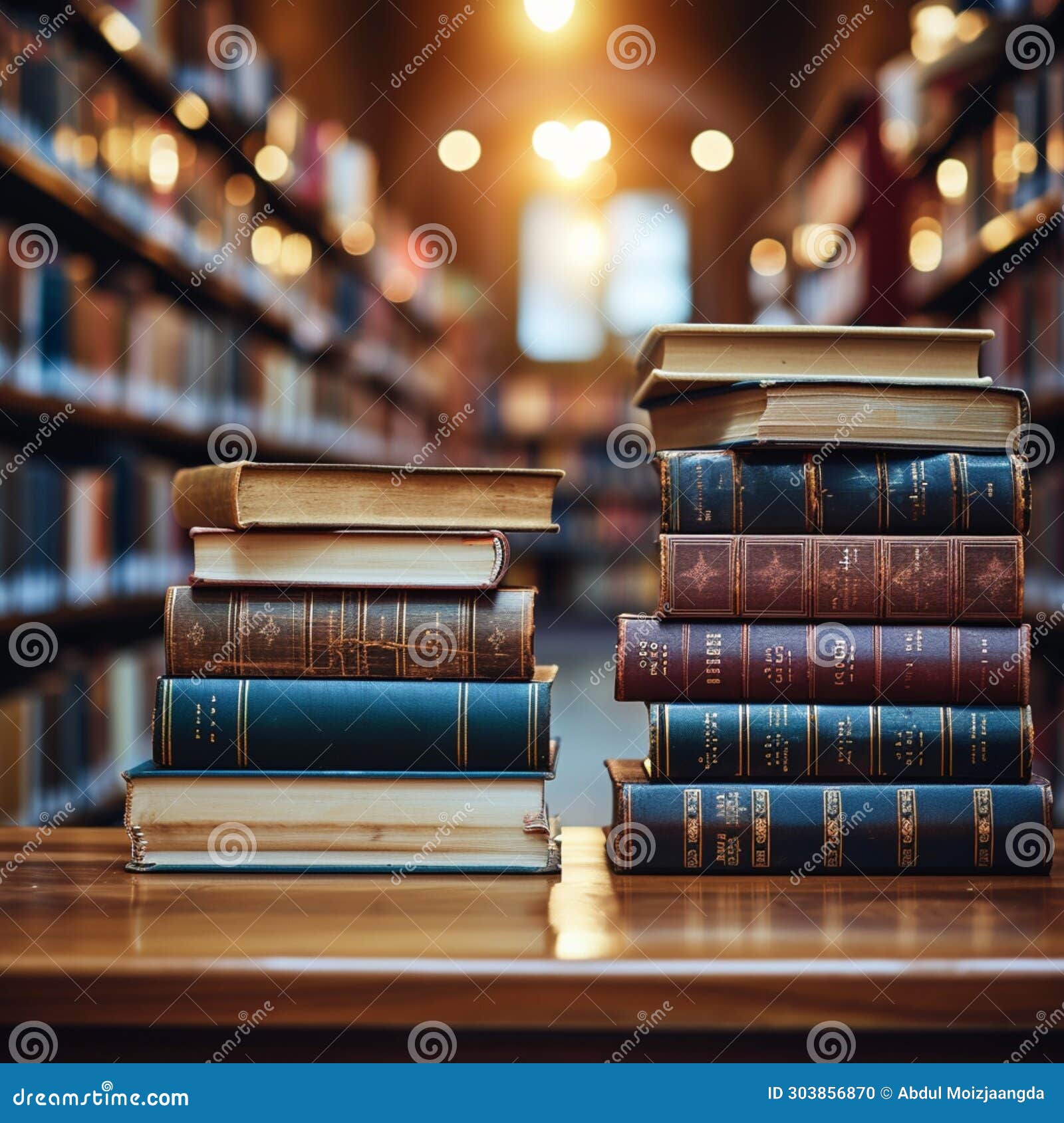 Library Ambiance, Back To School Concept, Book Stack, Blurred Bookshelf ...
