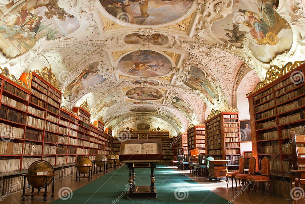 Library, Ancient Books in Stragov Monastery Editorial Stock Image ...