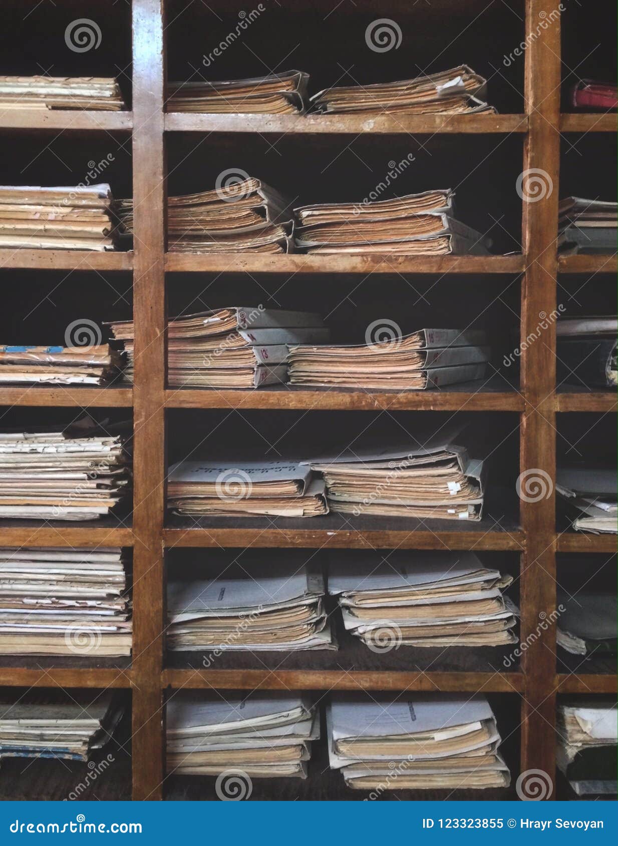 Library Archive of Old Documents Stock Image - Image of maps, interior ...