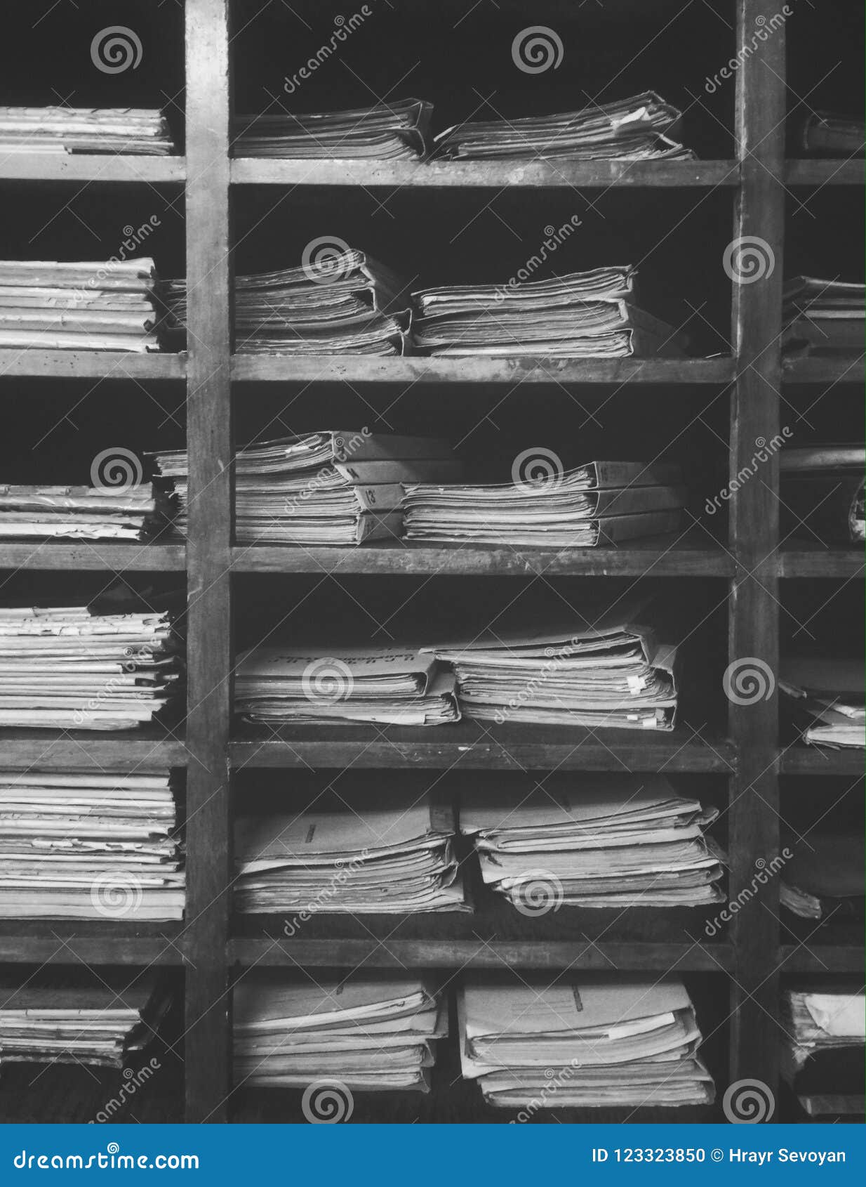 Library Archive of Old Documents Stock Photo - Image of grunge, vintage ...