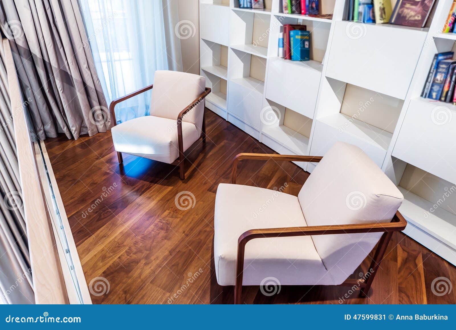 Library with arm chairs. stock image. Image of floor - 47599831