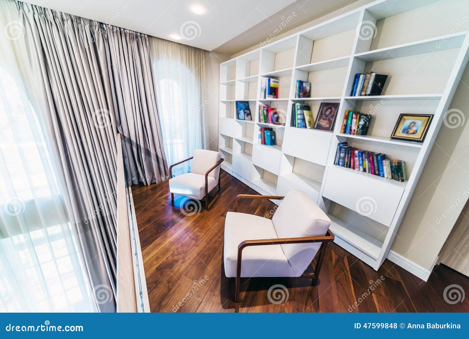 Library with arm chairs. stock photo. Image of clean - 47599848