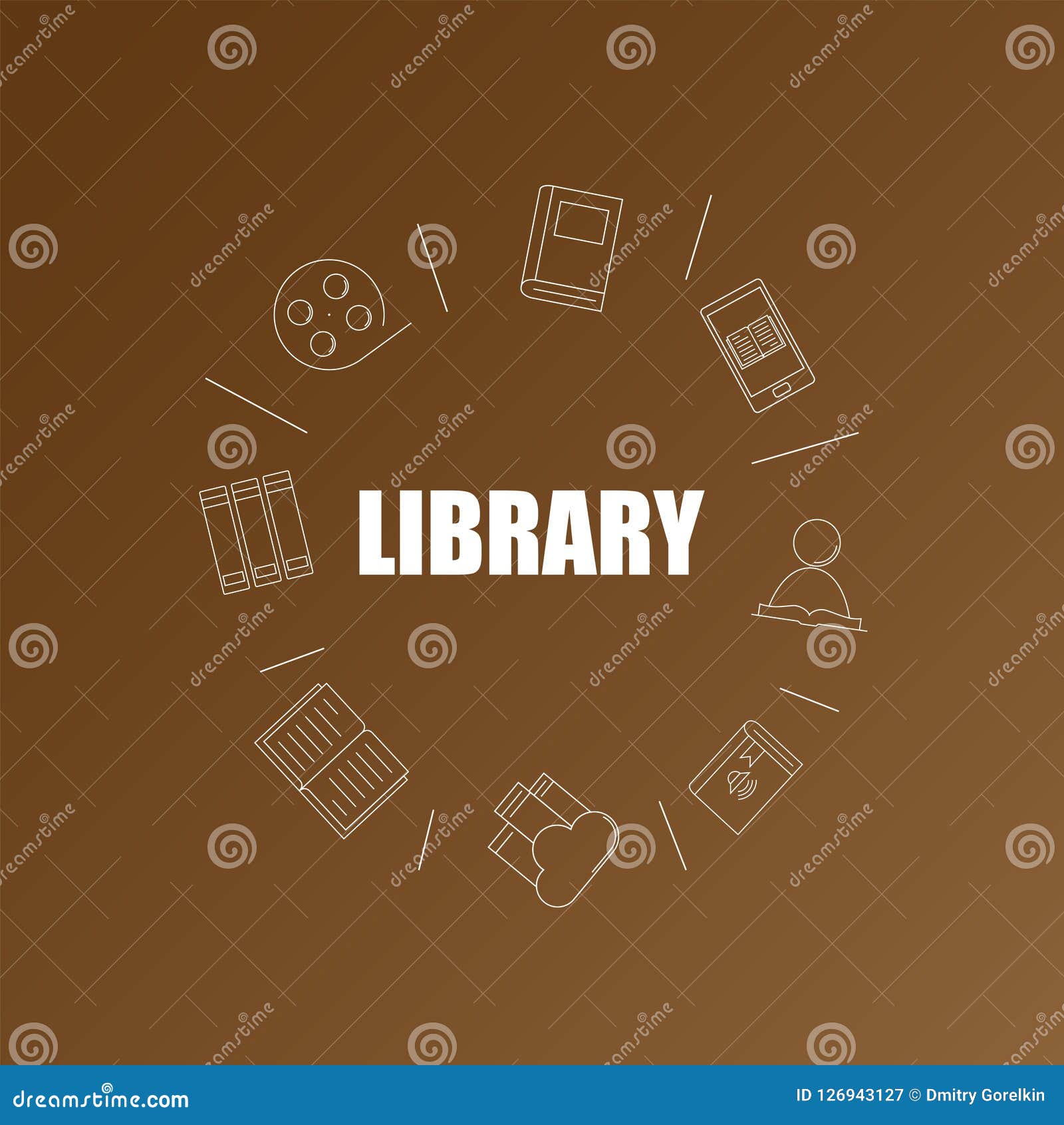 Library Background from Line Icon. Linear Vector Pattern Stock Vector ...