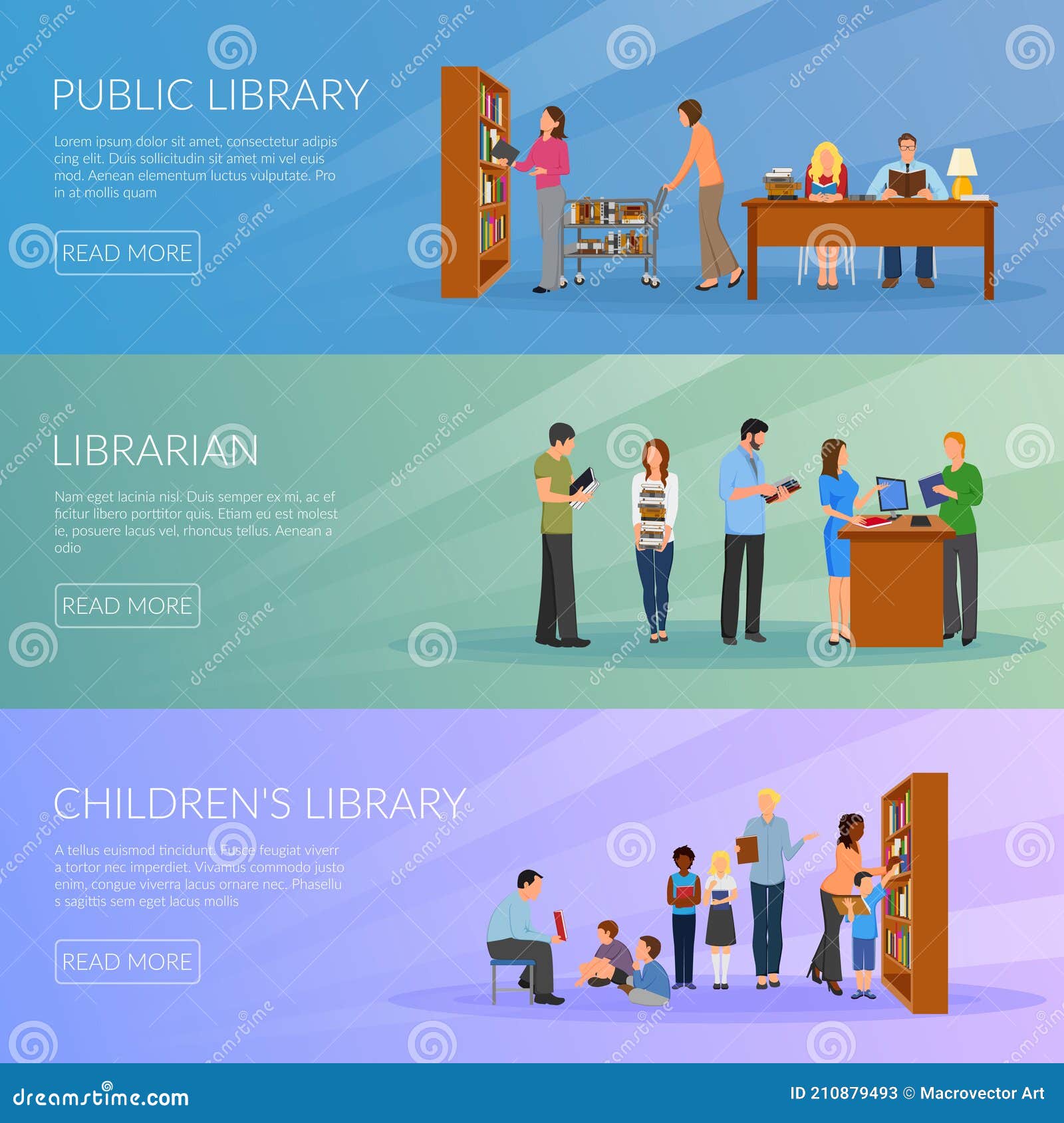Library Banners Set stock vector. Illustration of element - 210879493