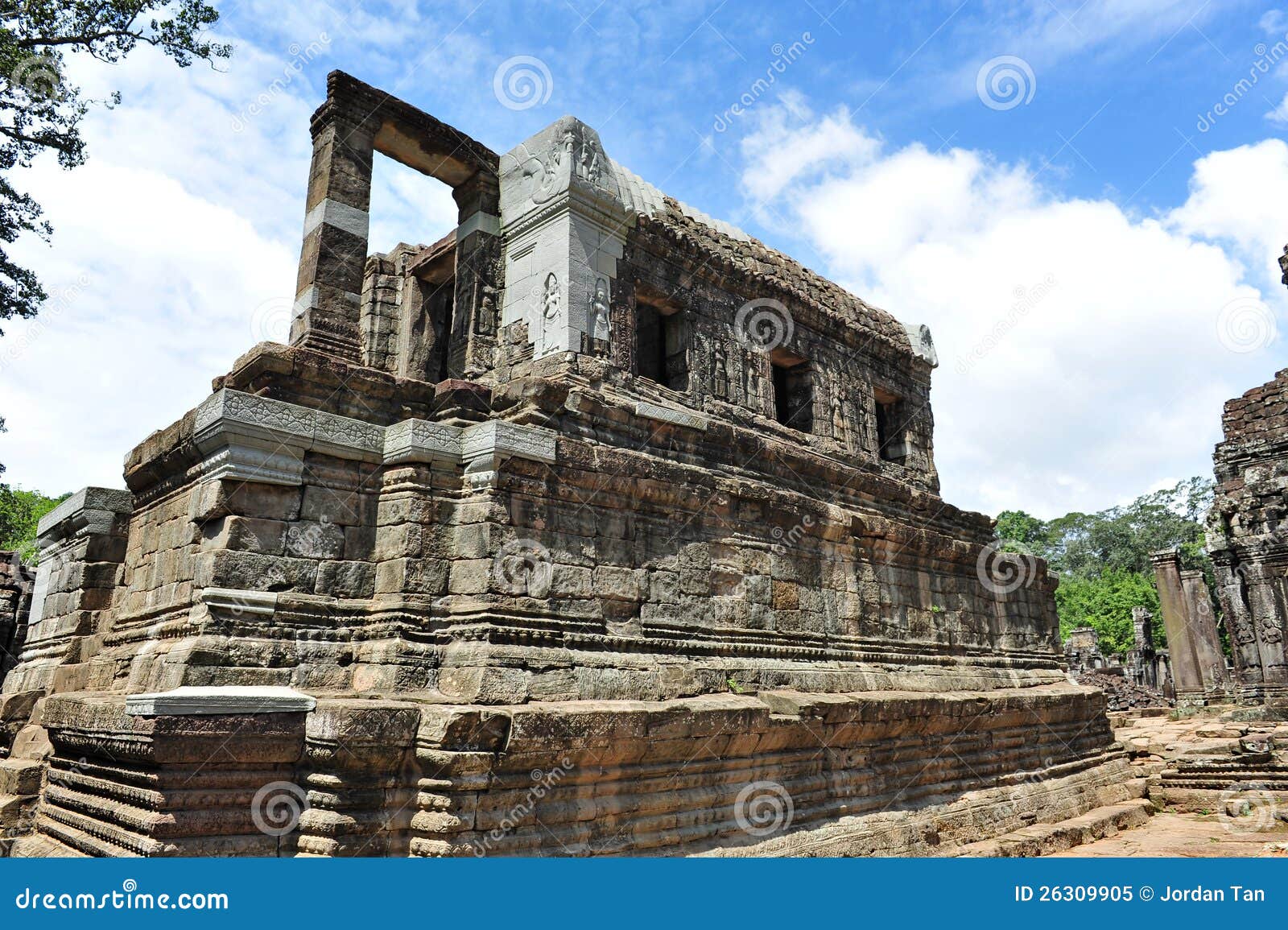 Library of Bayon Temple in Cambodia Stock Image - Image of carving ...
