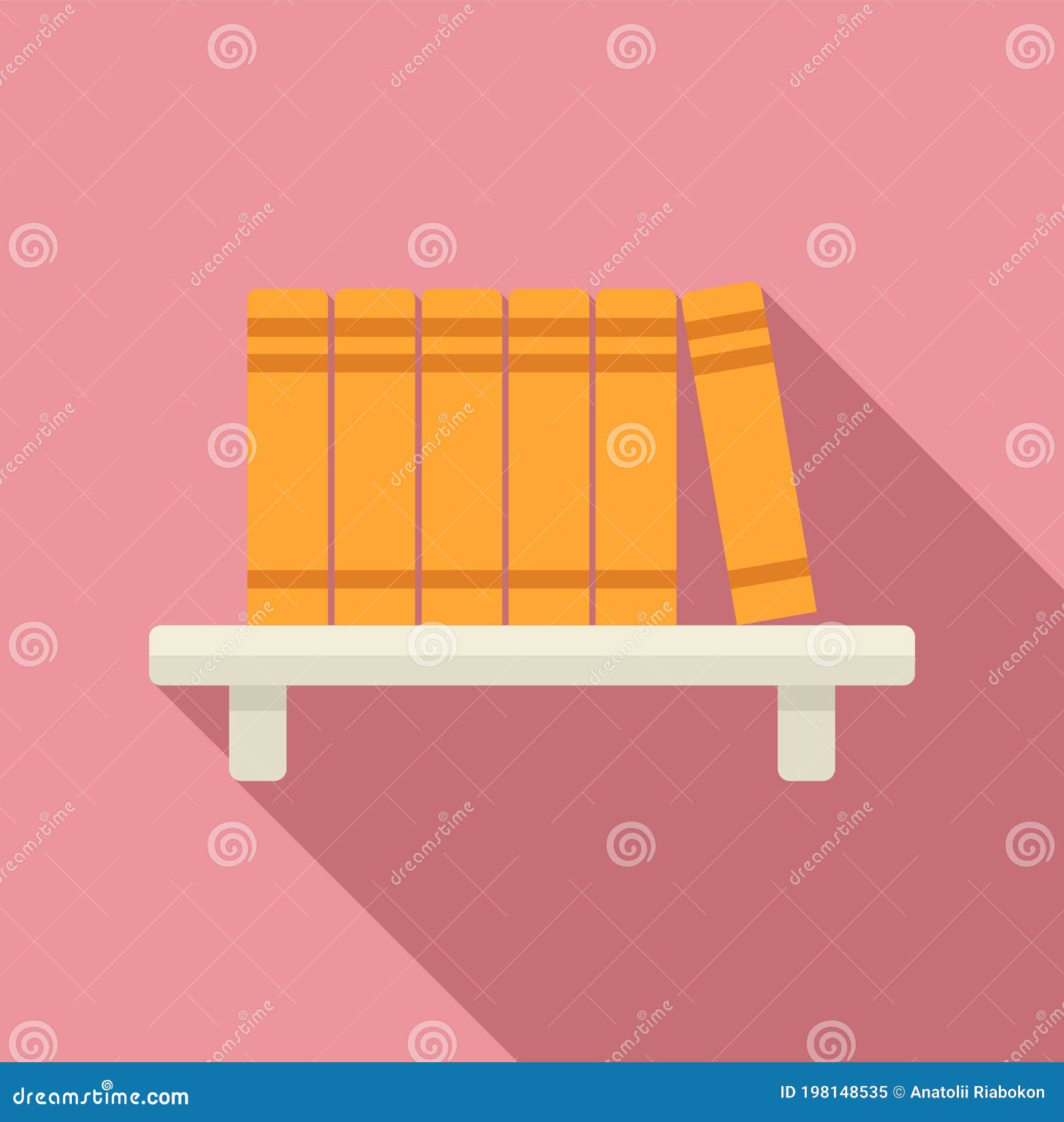 Library Book Shelf Icon, Flat Style Stock Vector - Illustration of ...