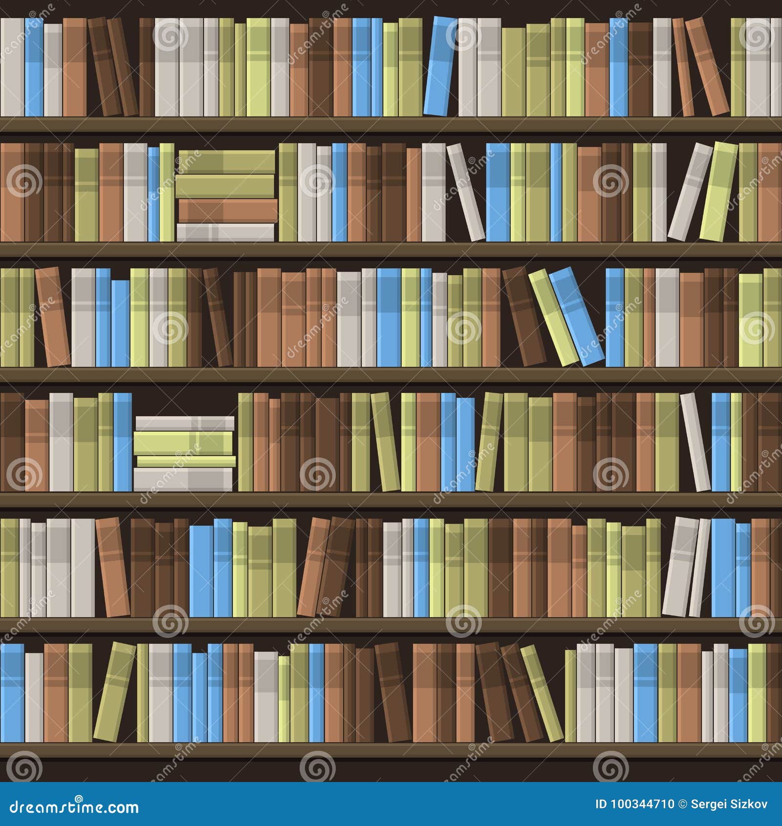 Library Book Shelf Seamless Background. Vector Stock Vector ...