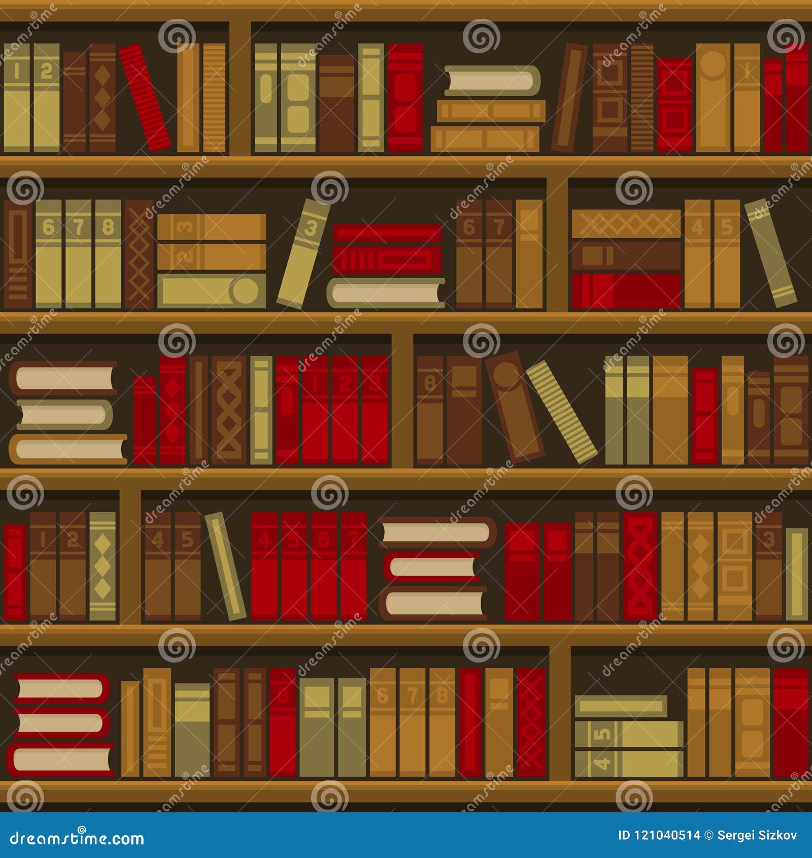Library Book Shelf Seamless Background. Vector Stock Vector ...
