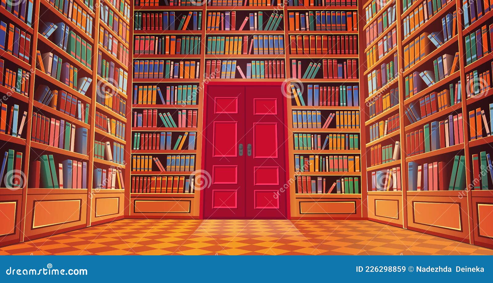 Library Book Shelves Cartoon Vector Illustration Stock Vector ...