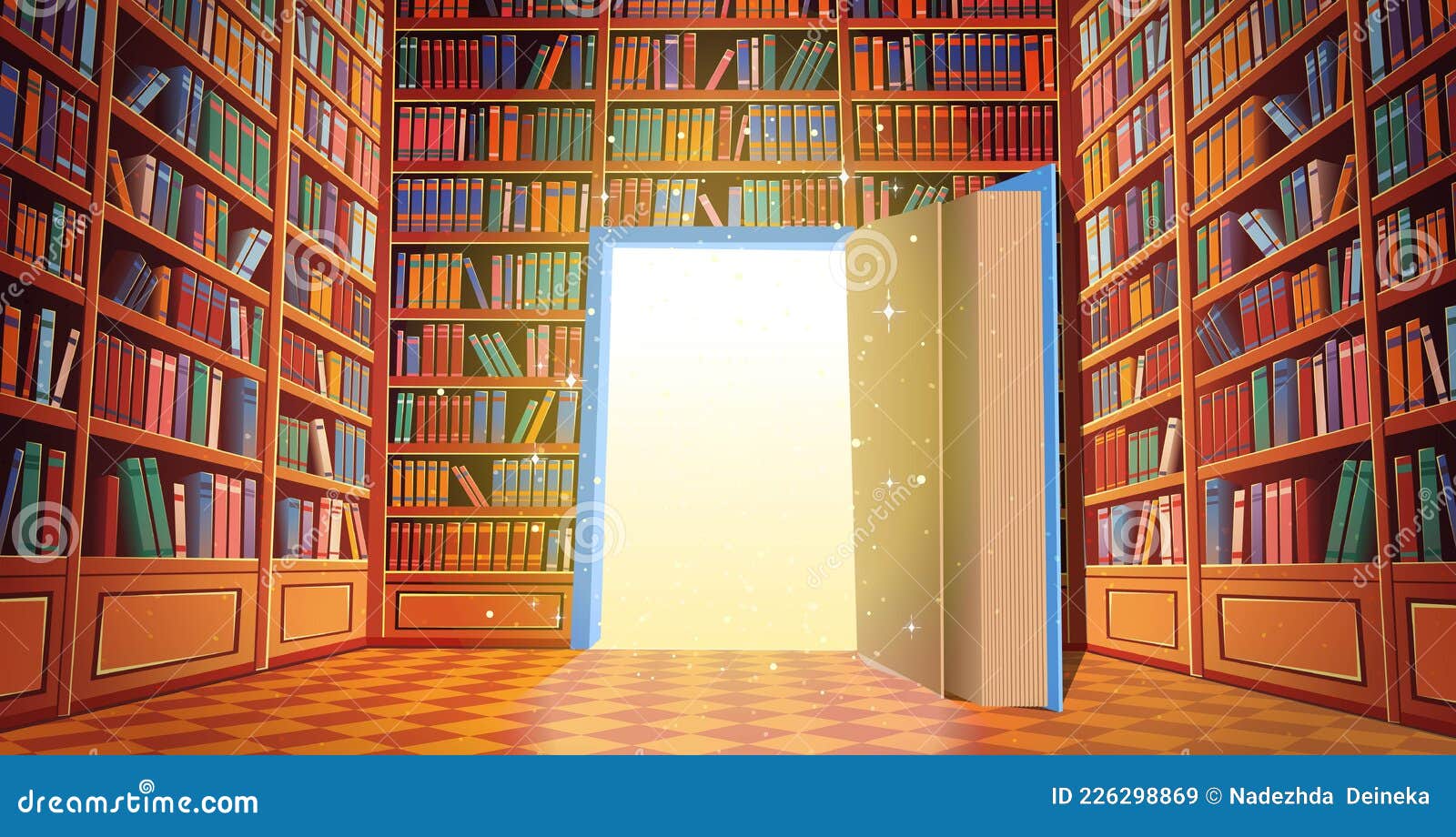 Library Book Shelves Cartoon Vector Illustration Stock Vector ...