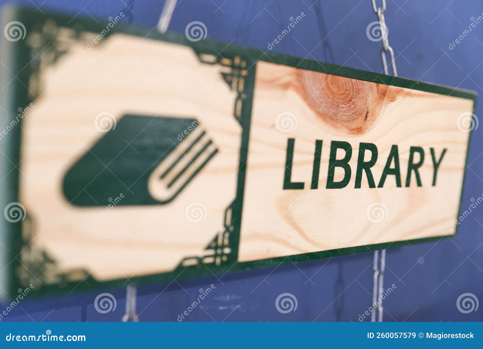 Library and Book Sign on a Wall. Stock Image - Image of sign ...