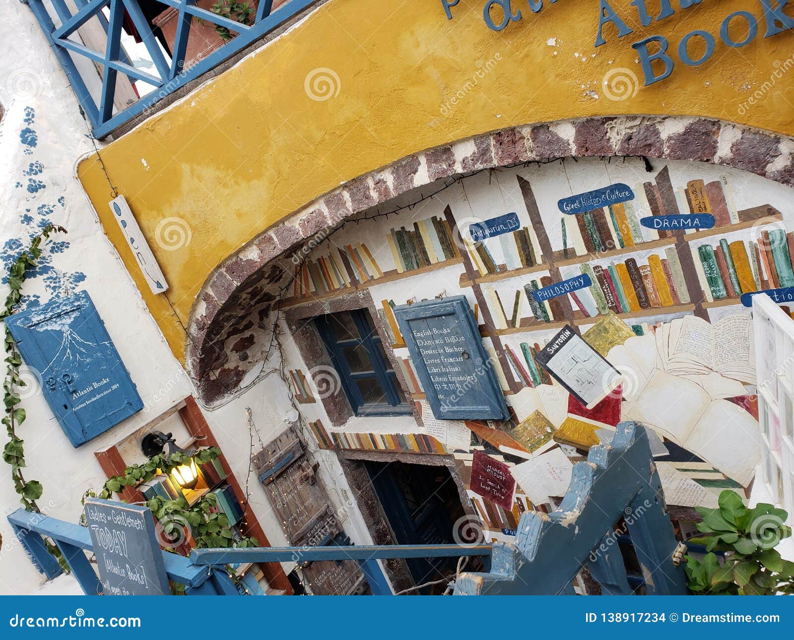 Library editorial stock image. Image of store, santorin - 138917234