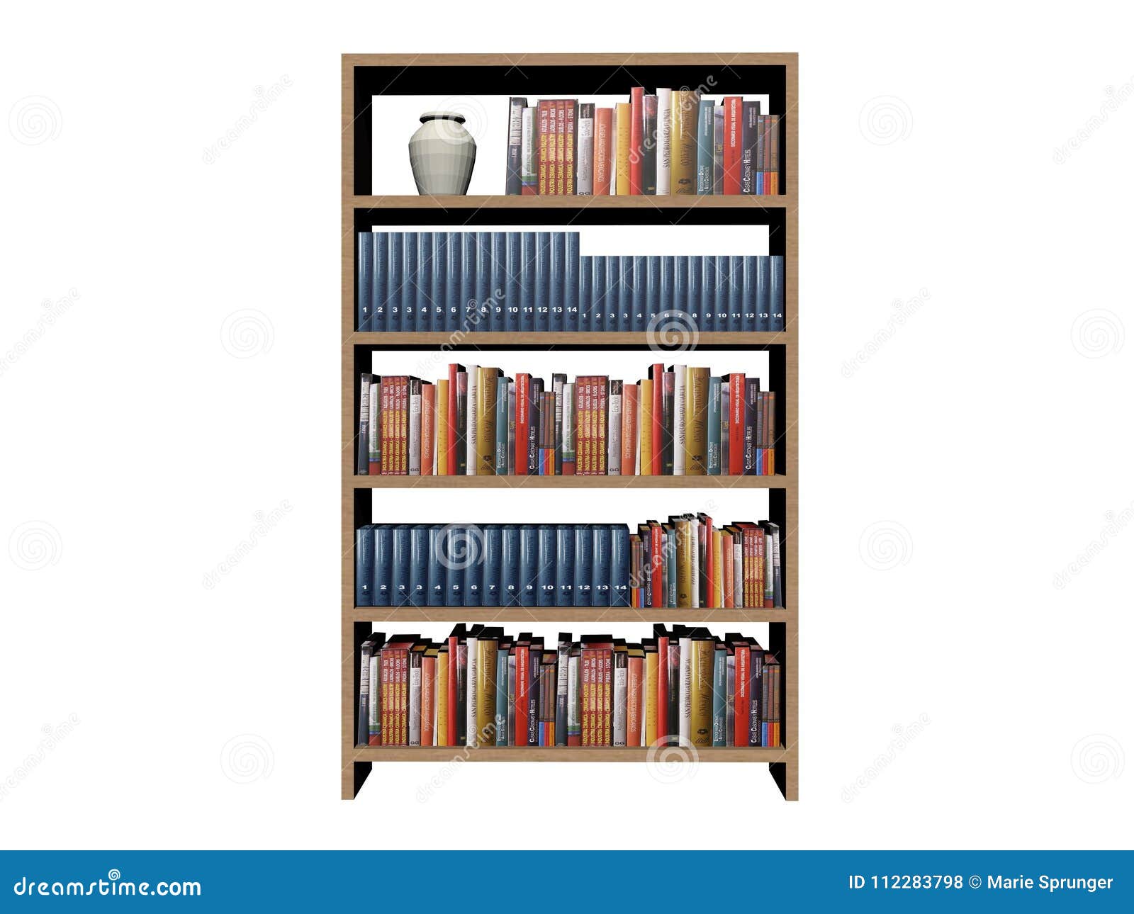 Library Book Shelf Background on a White Background - 3d Rendering ...