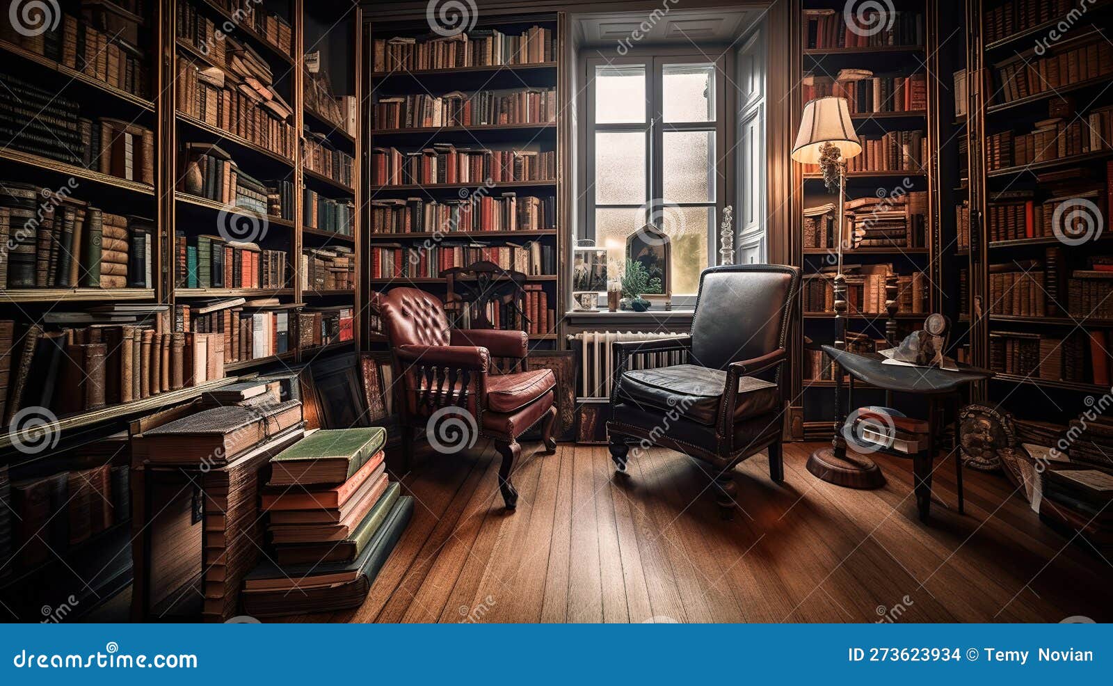 Library with Bookcases. Many Different Books on the Shelves Stock ...