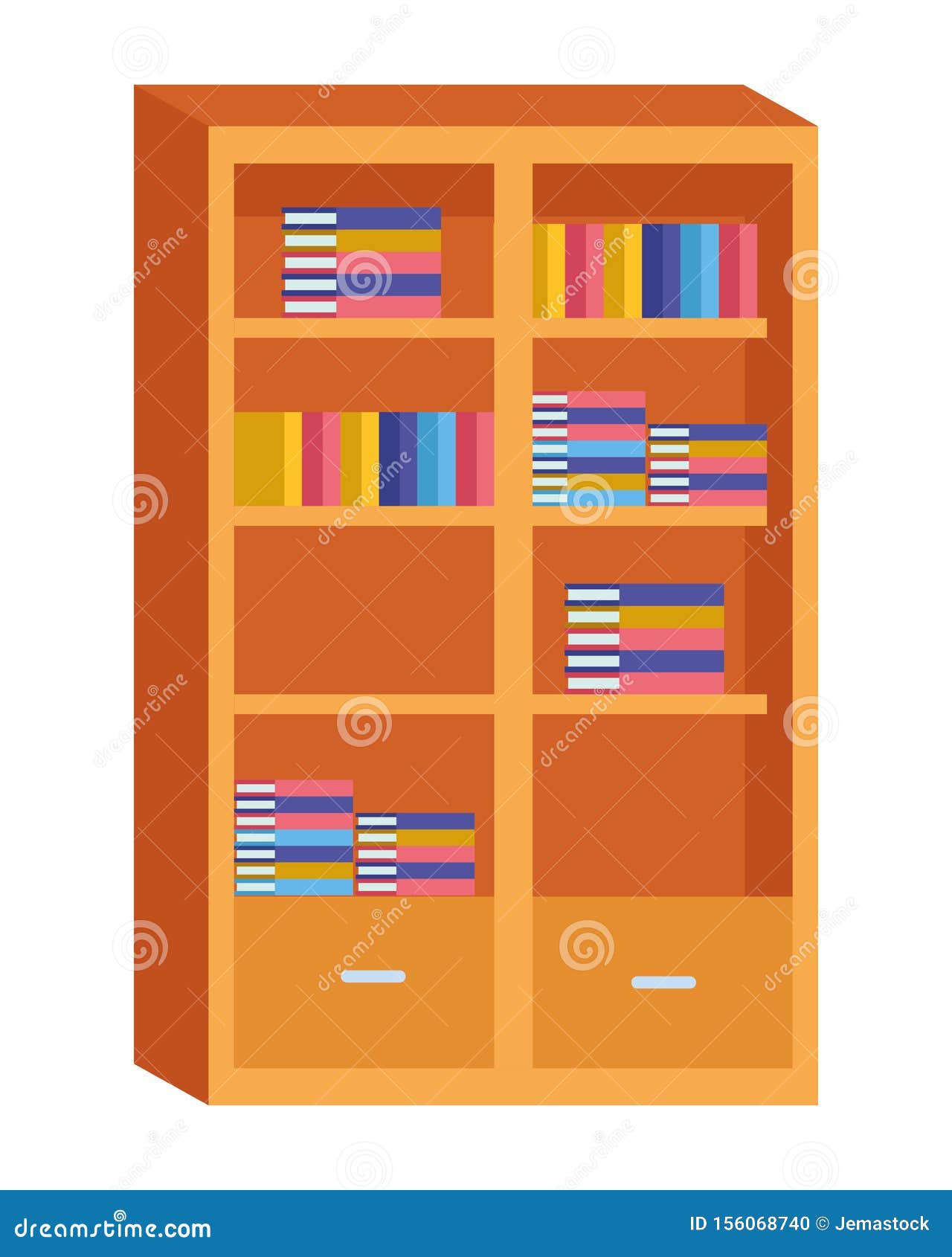 Library with Books and Drawers Stock Vector - Illustration of design ...