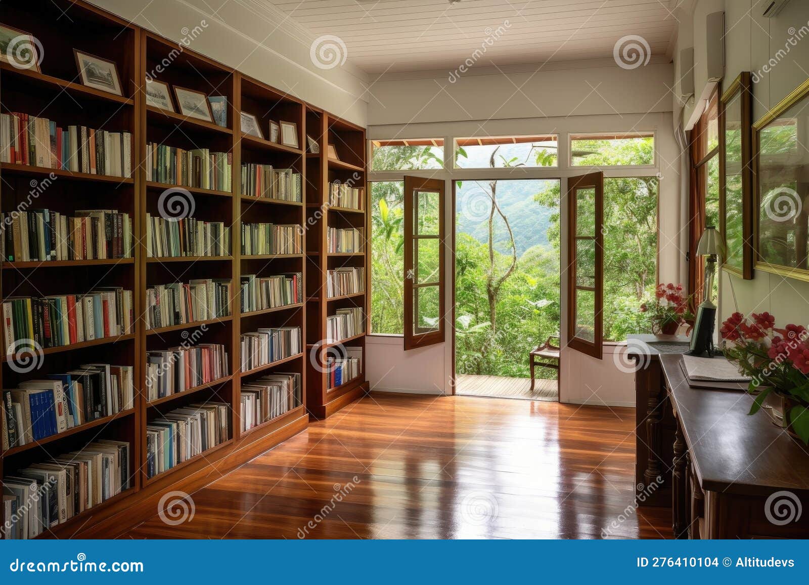 Library, with Books and Reading Materials on Shelves, Surrounded by ...