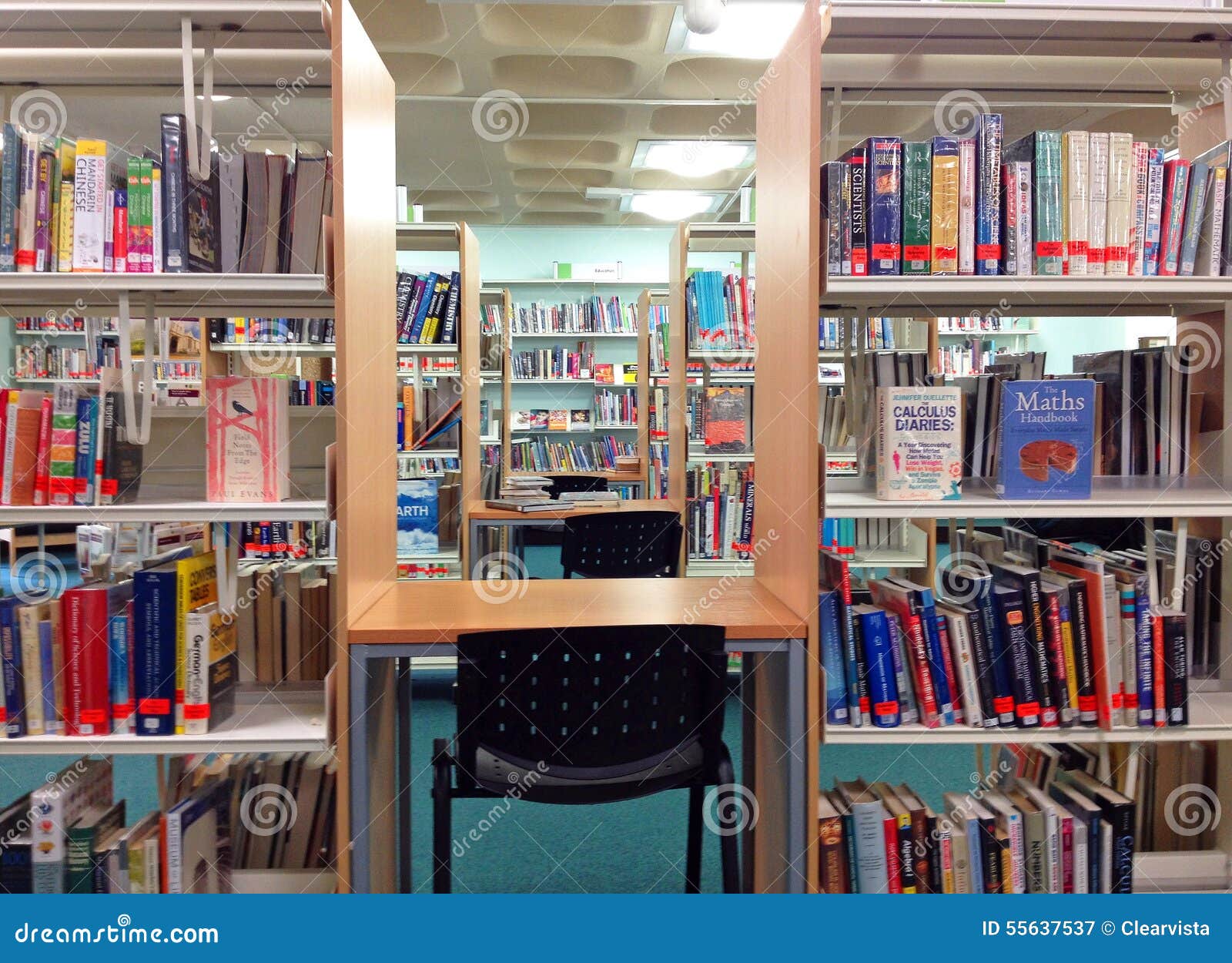 Library Books on Shelves and Study Area. Editorial Photography - Image ...
