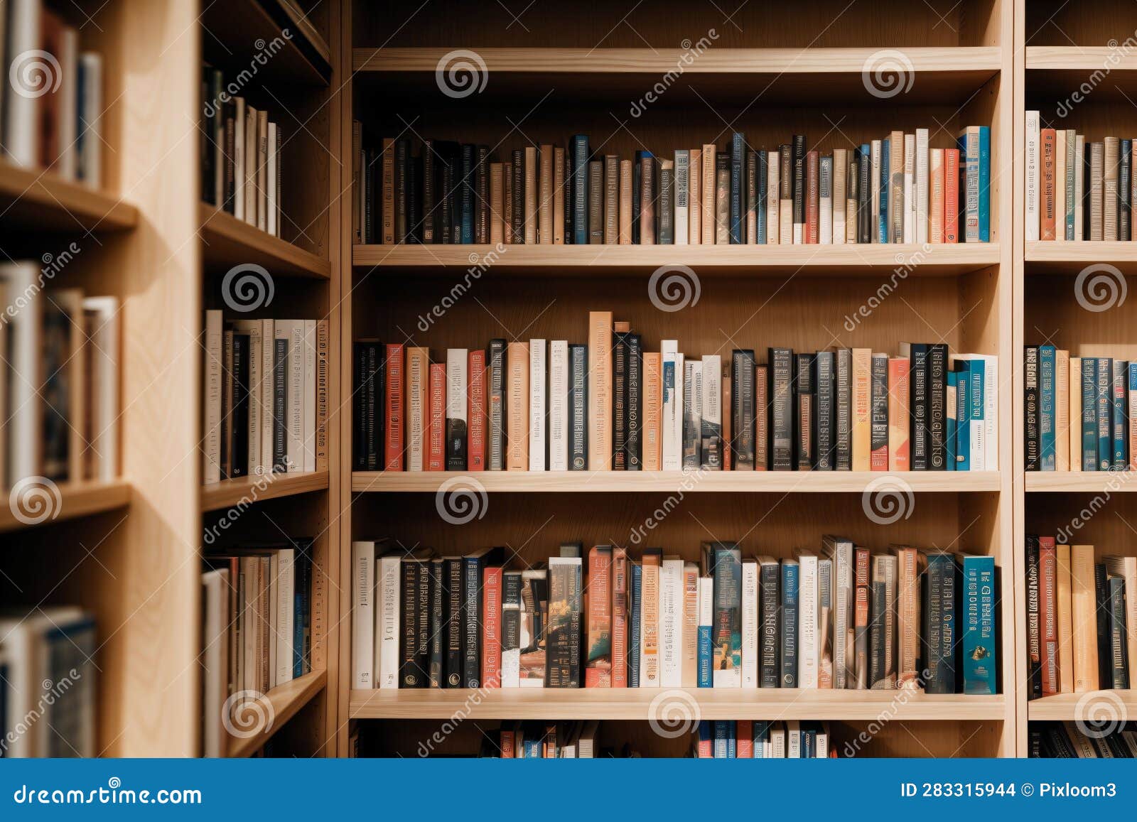 A Library Bookshelf Curving into an Infinite Knowledge Tunnel Stock ...