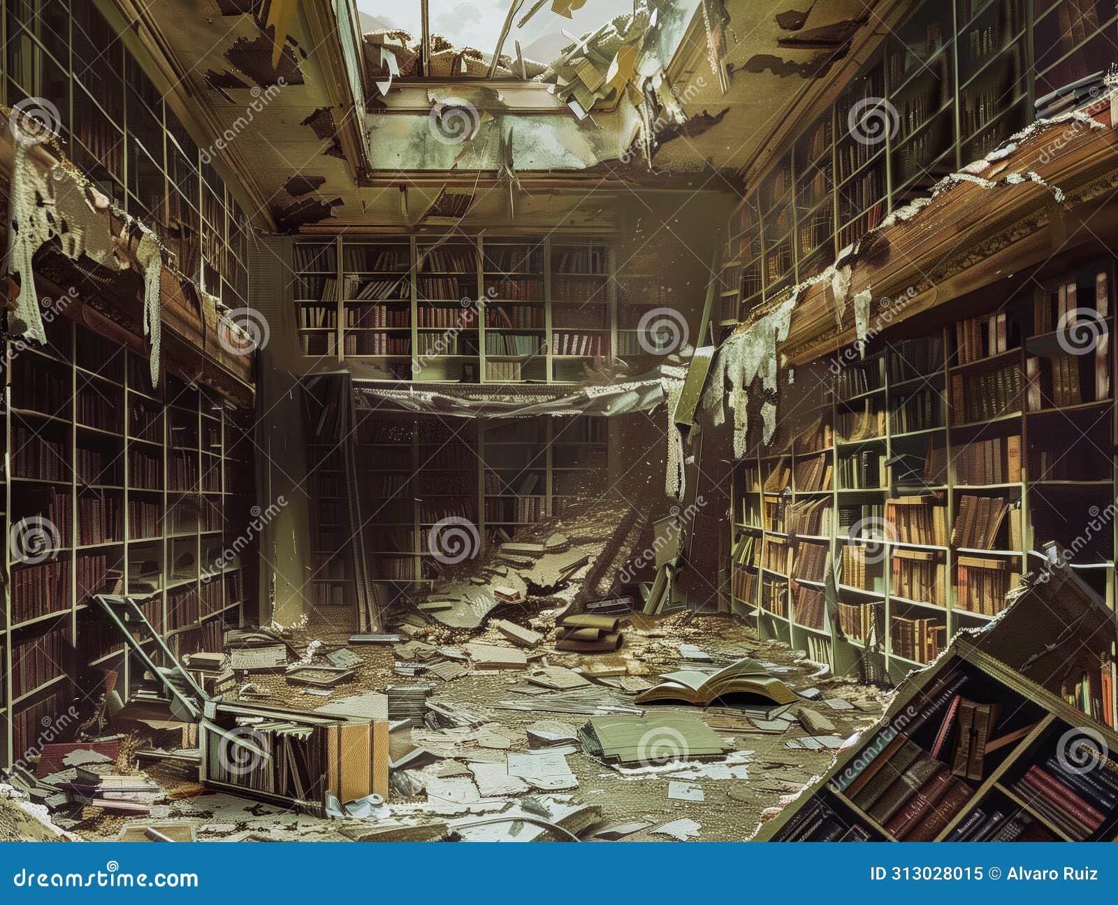 A Library with Bookshelves that are in Disarray Stock Image - Image of ...
