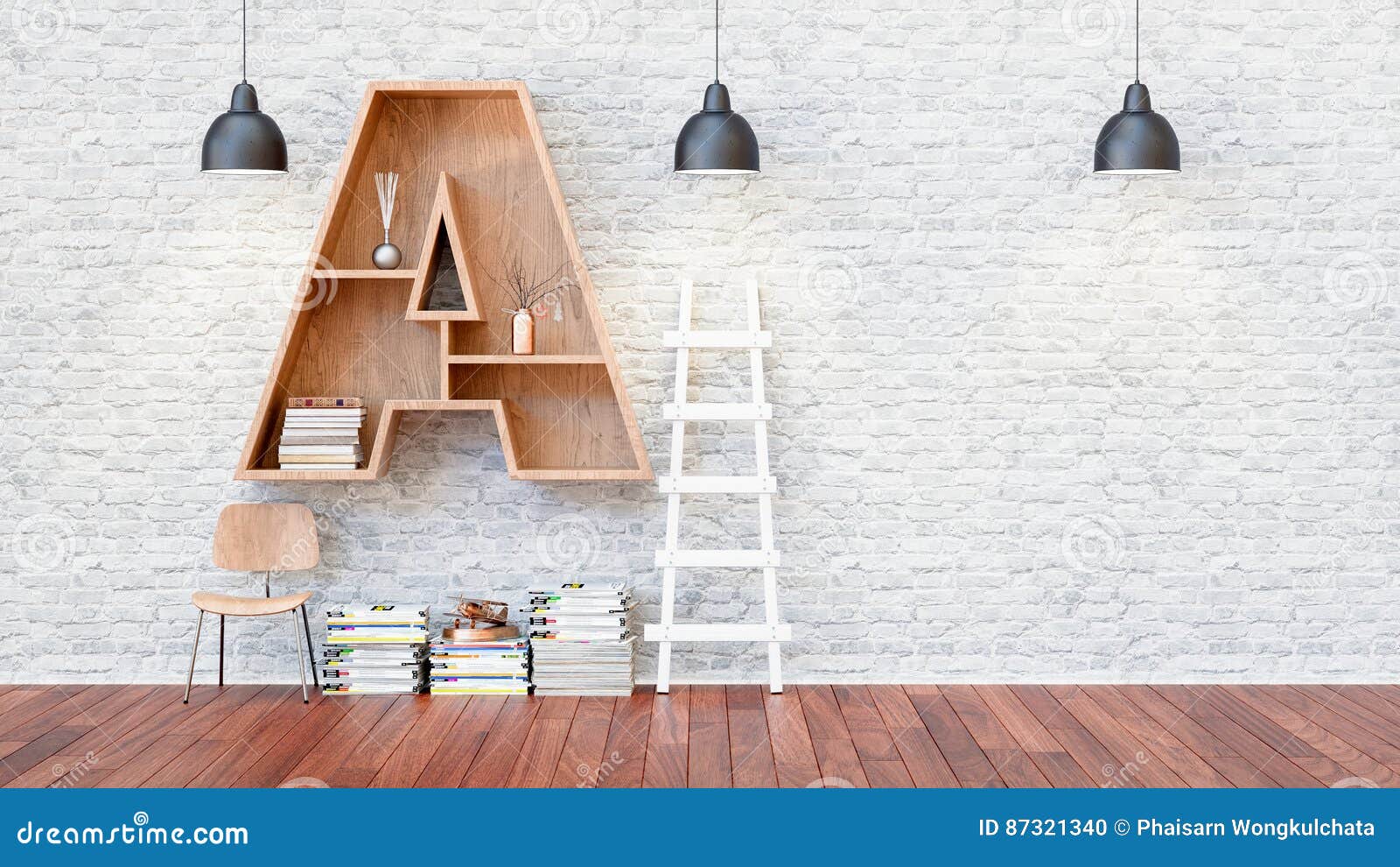 A Library with Bookshelves a Letter a. Stock Illustration ...
