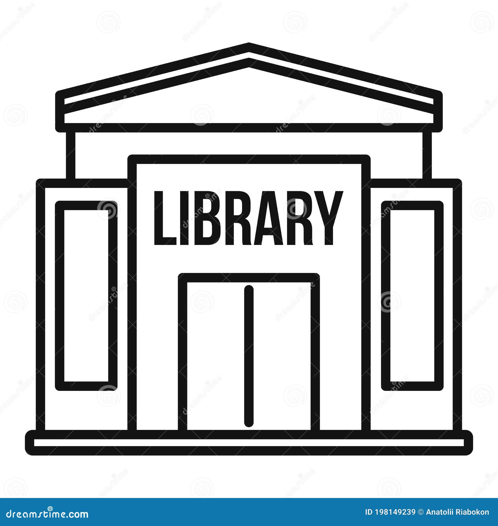 Library Building Icon, Outline Style Stock Vector - Illustration of ...