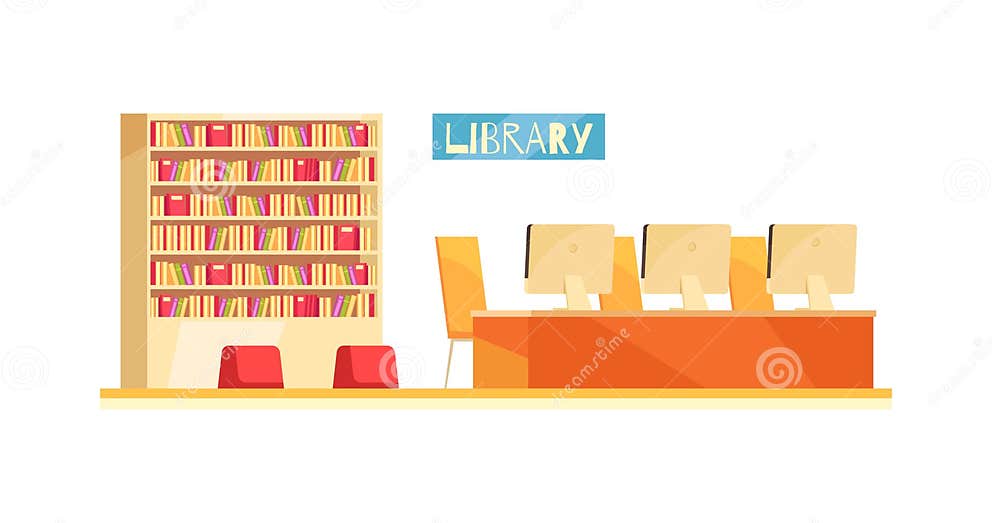 Library Cartoon Illustration Stock Vector - Illustration of graduate ...