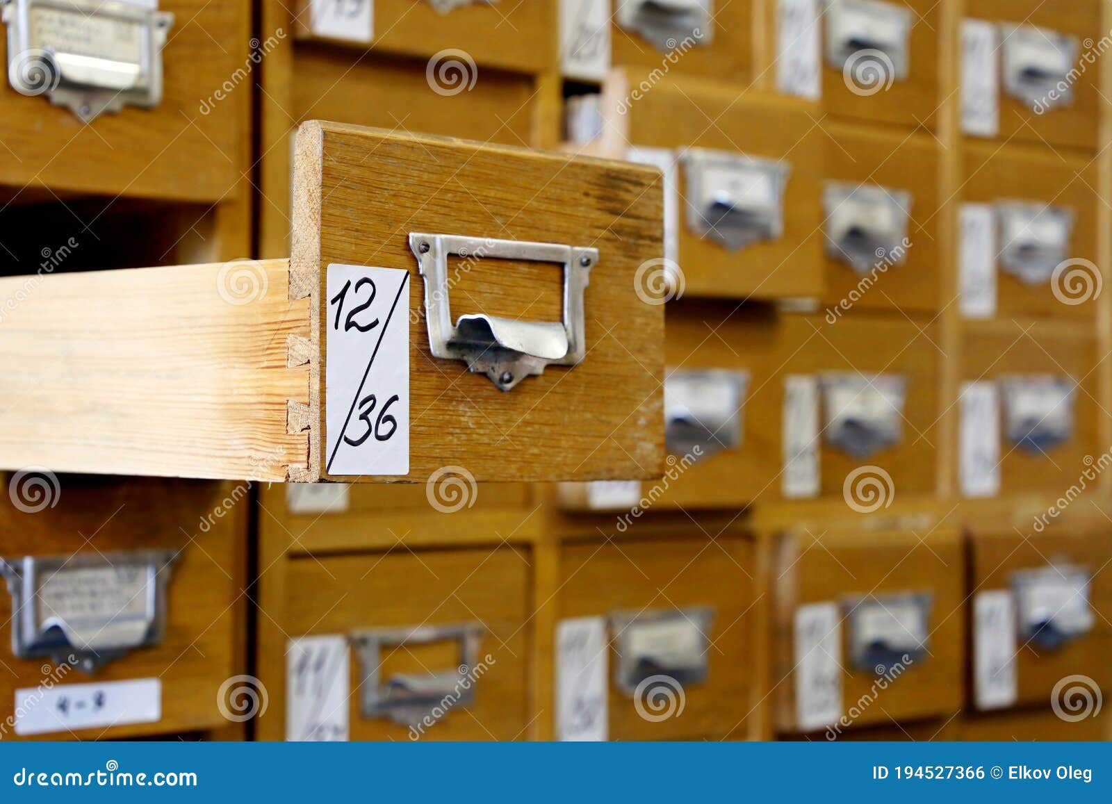 Library Catalogue Cards in Old Wooden Box Stock Photo - Image of case ...