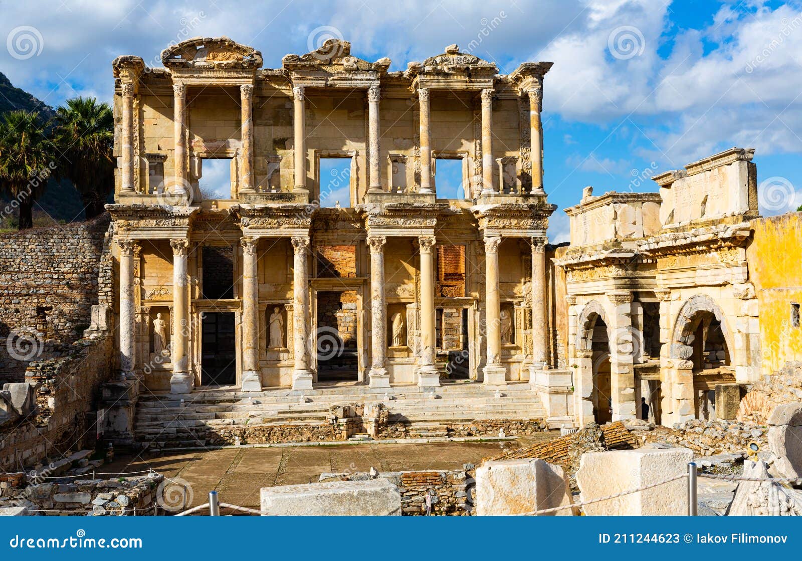 Library of Celsus and the Gate of Augustus in Ephesus, Turkey Stock ...