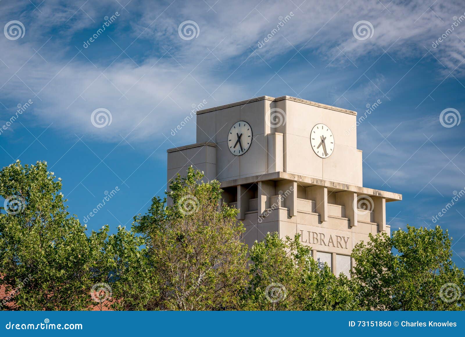 Library Clock Towers with Clouds and Trees Stock Photo - Image of ...