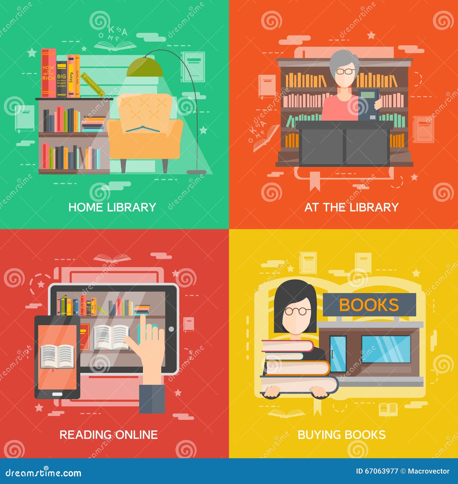 Library concept set stock vector. Illustration of internet - 67063977