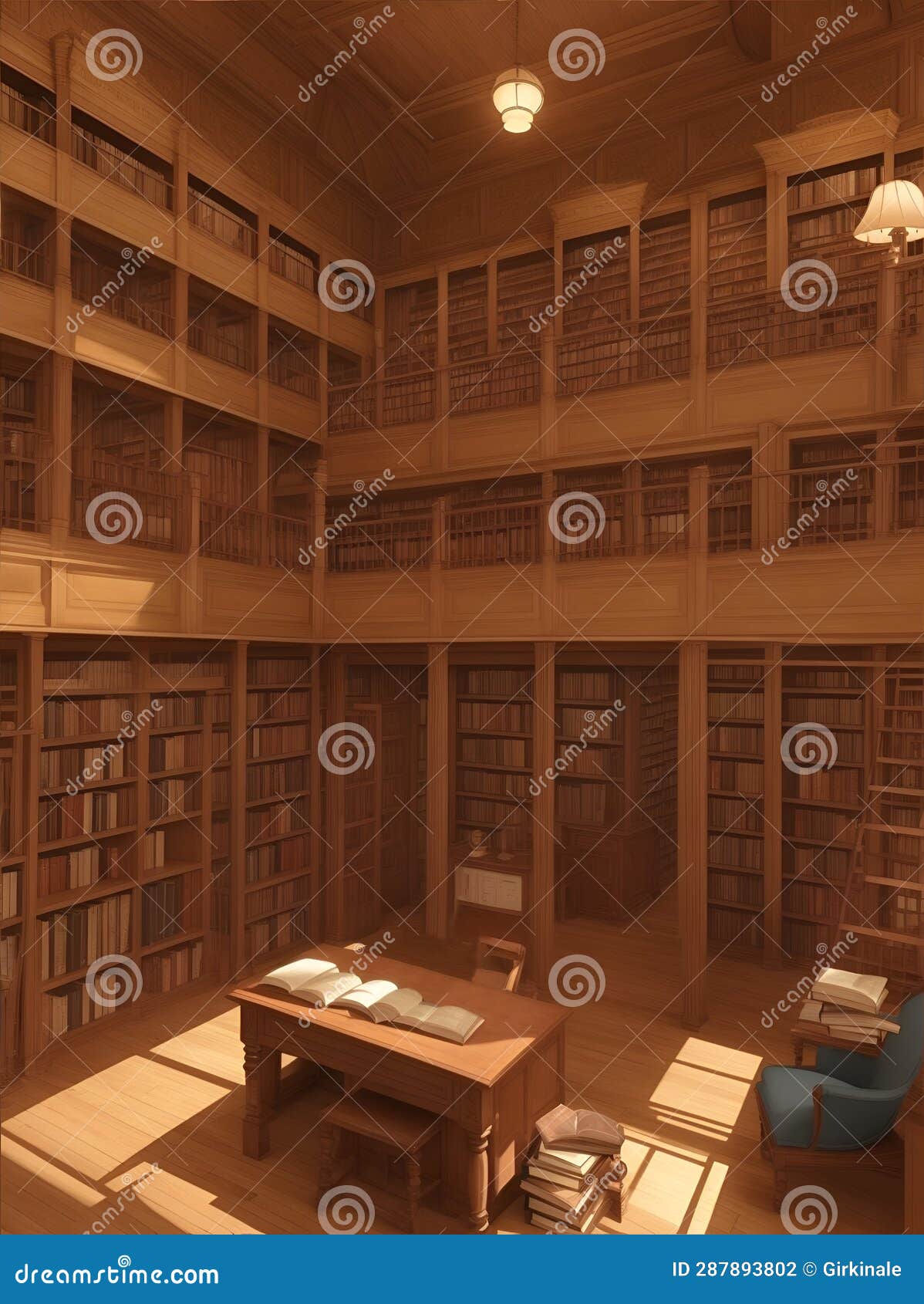 Library Exploration. a Library Scene with Rows of Bookshelves Stock ...