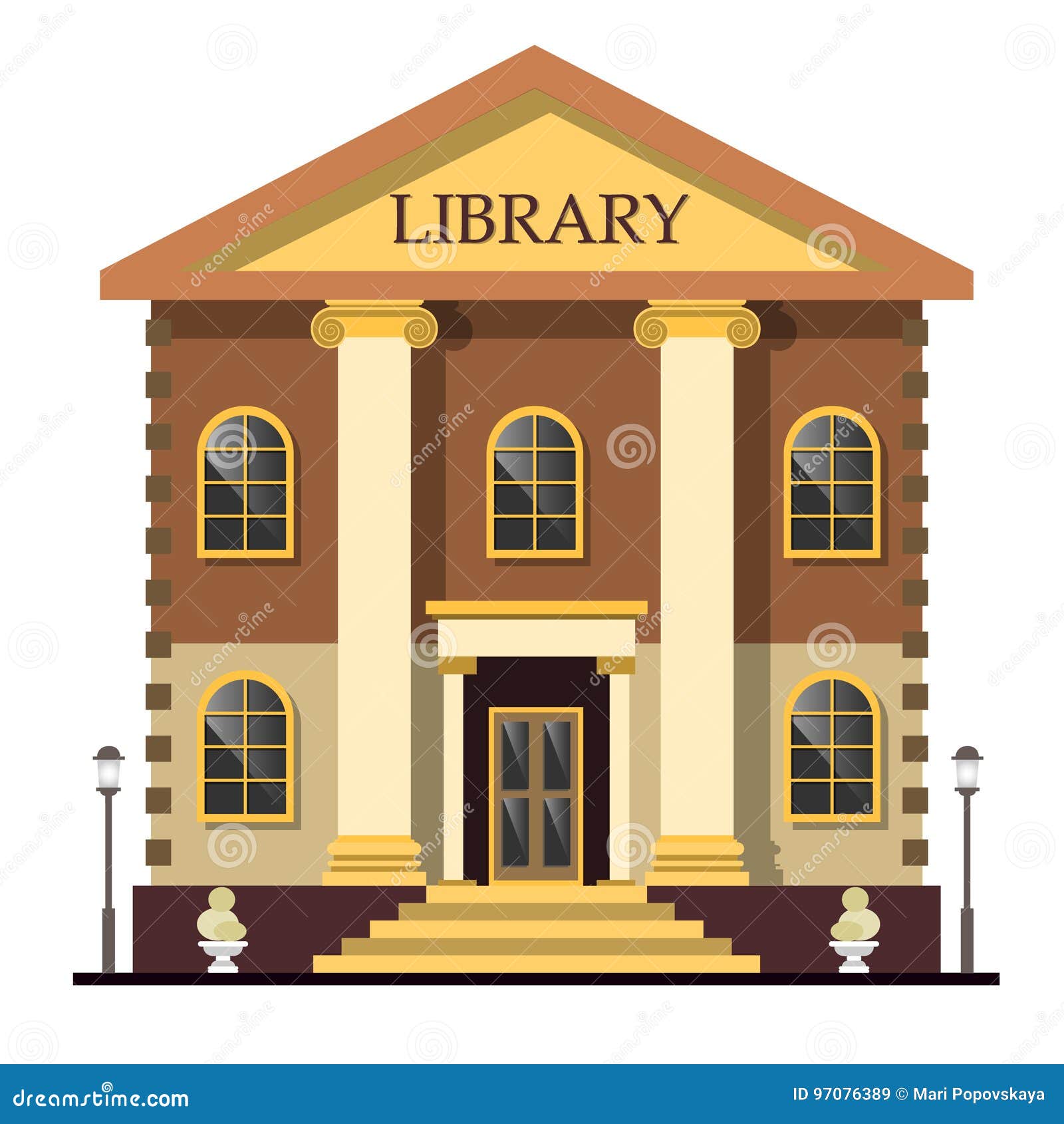 Library Exterior Outdoor View. Stock Vector - Illustration of education ...