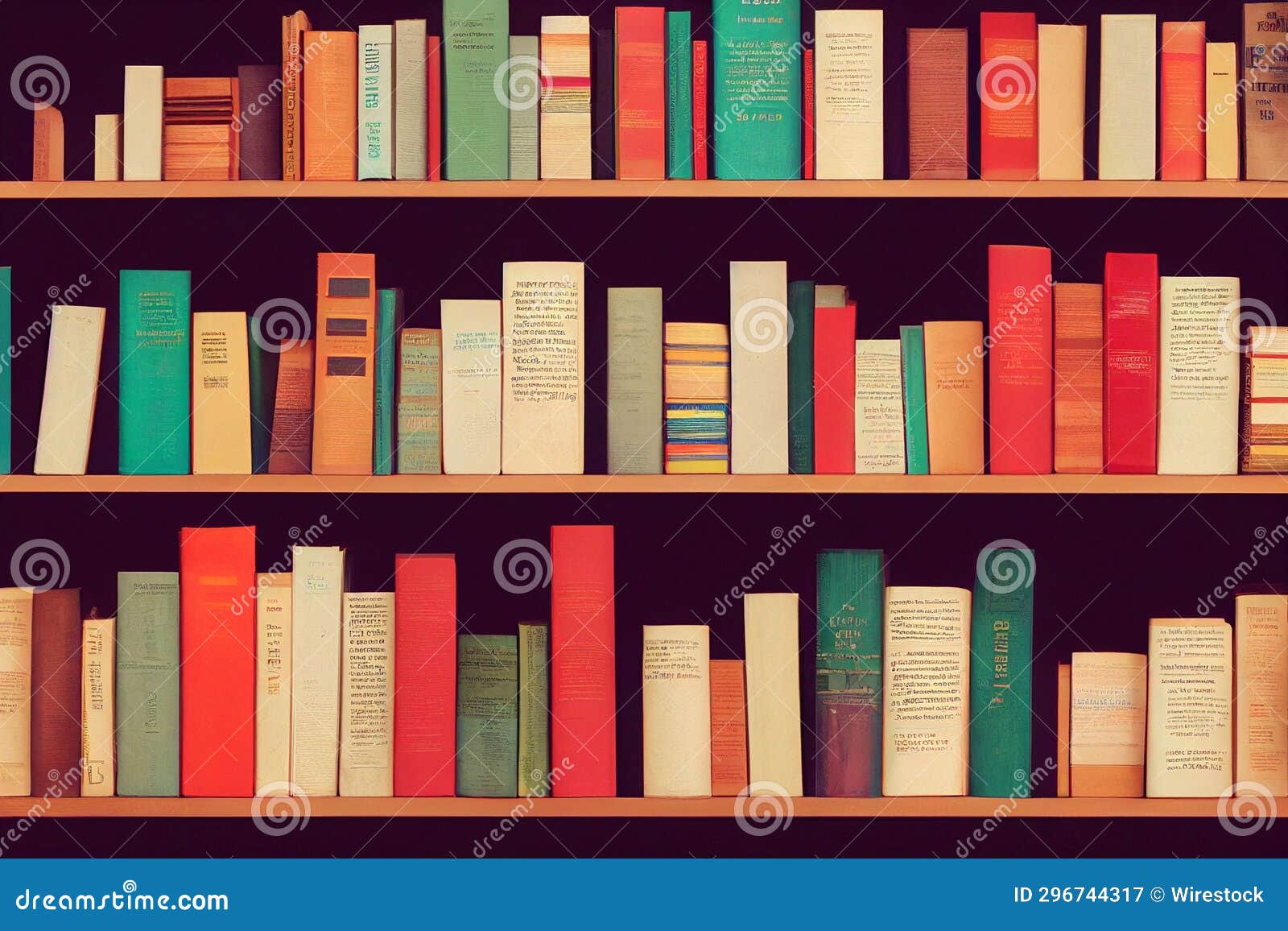 Library Filled with Colorful Books. AI-generated Stock Illustration ...