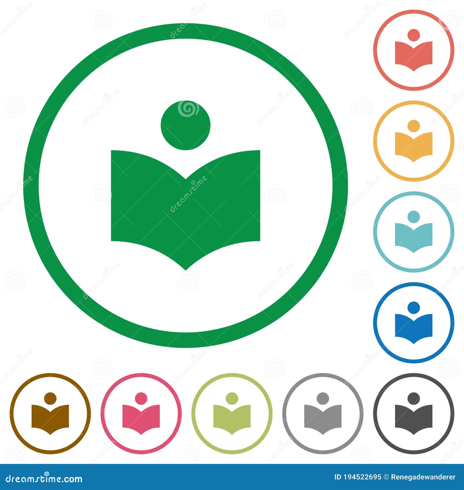 Library Flat Icons with Outlines Stock Vector - Illustration of article ...