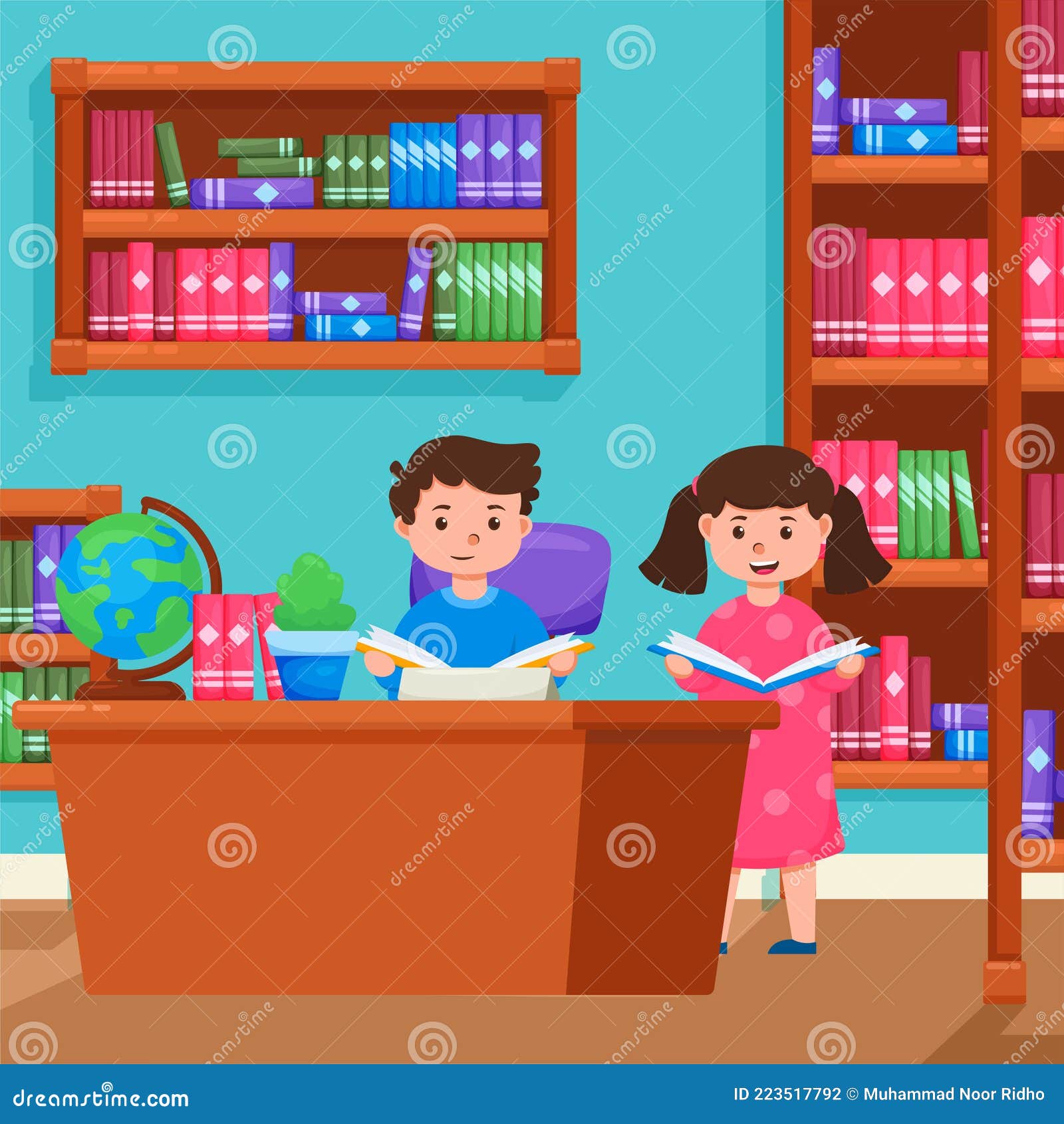 Library Flat Orthogonal Composition with Librarian Assisting Reader at ...