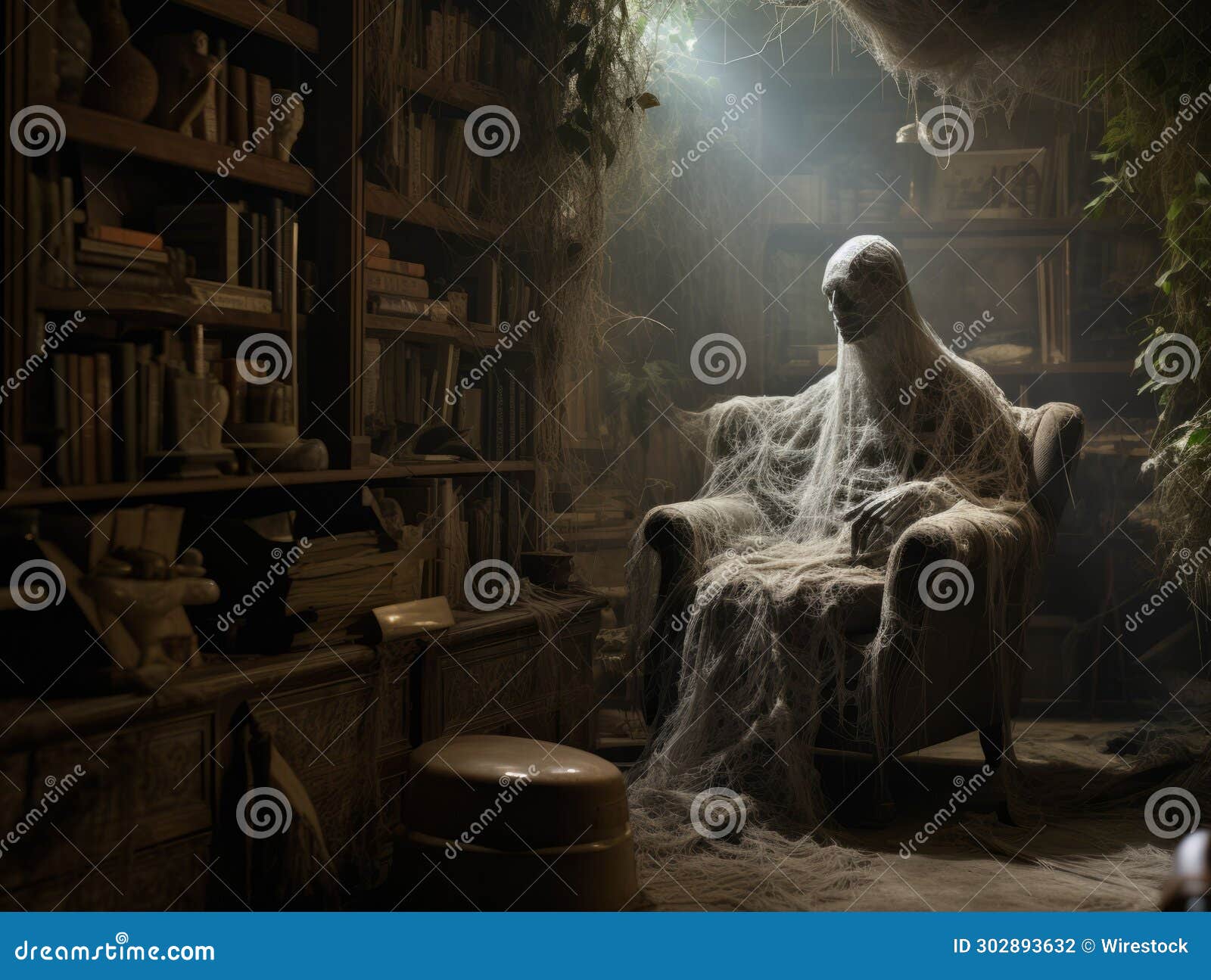 Ghostly Man Sitting In A Cemetery Rocking Chair Royalty-Free Stock ...