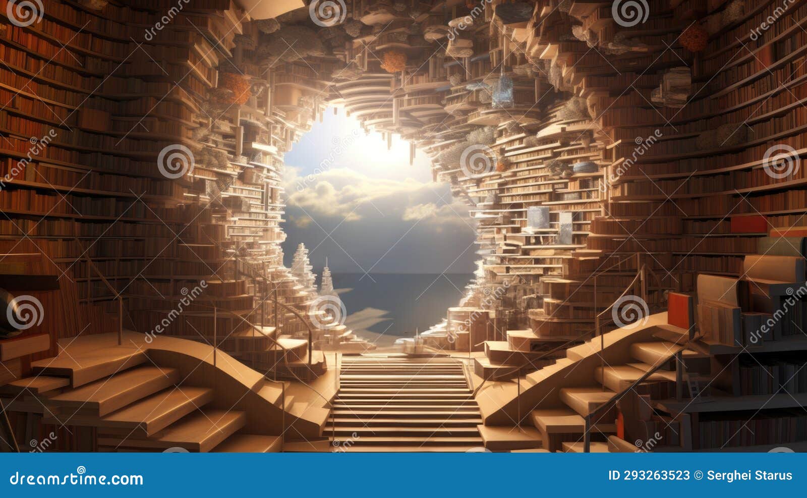 A Library with a Giant Hole in the Wall, AI Stock Image - Image of ...