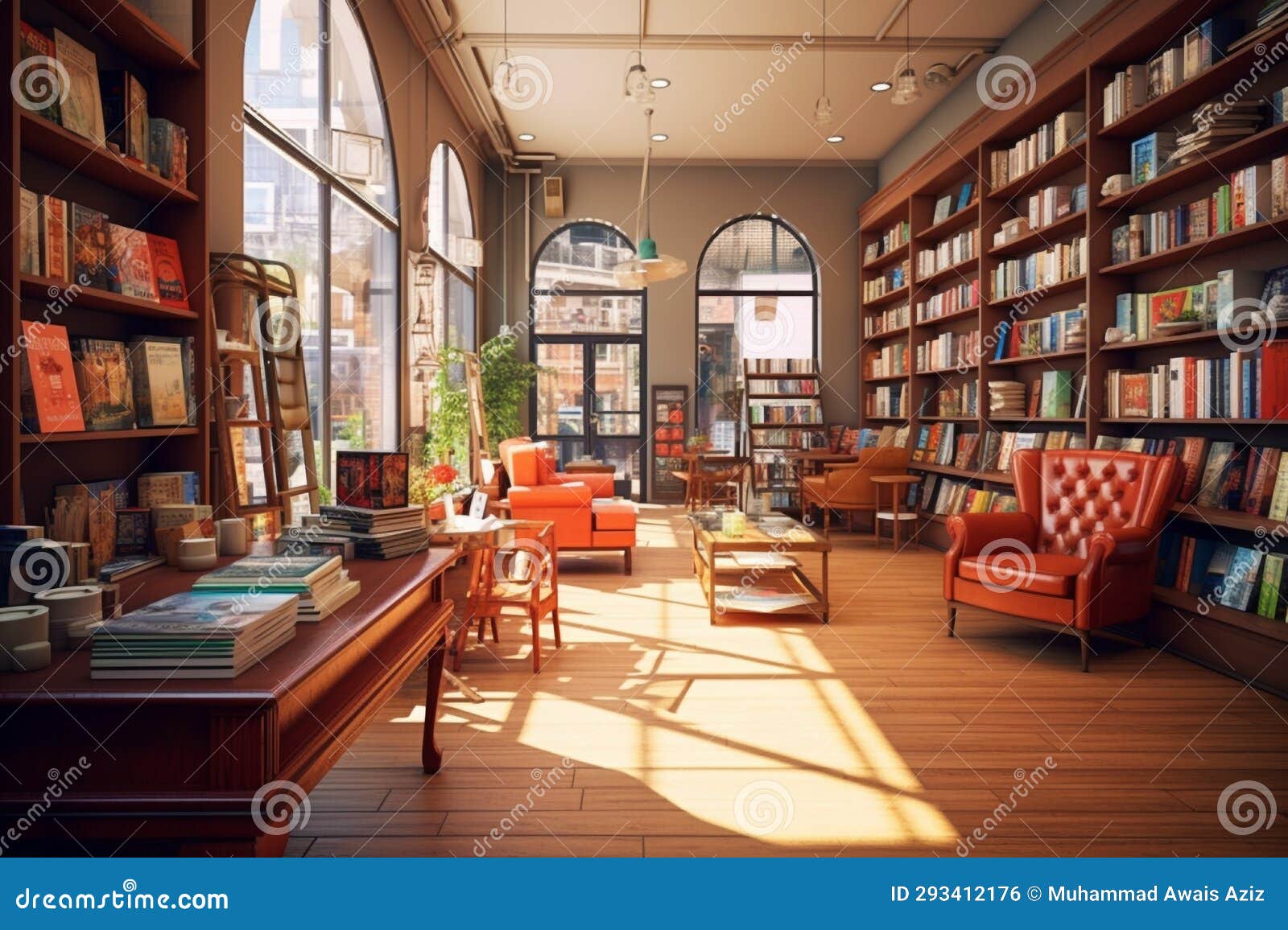 Library with a Green Sofa, a Coffee Table and a Bookcase - Ai Generated ...