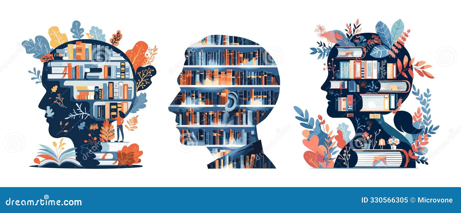 Library Head Profile Cartoon Vector Concepts. Volumes Repository Study ...
