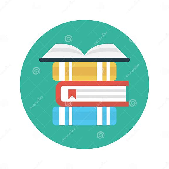 Library Vector Flat Color Icon Stock Vector - Illustration of ...