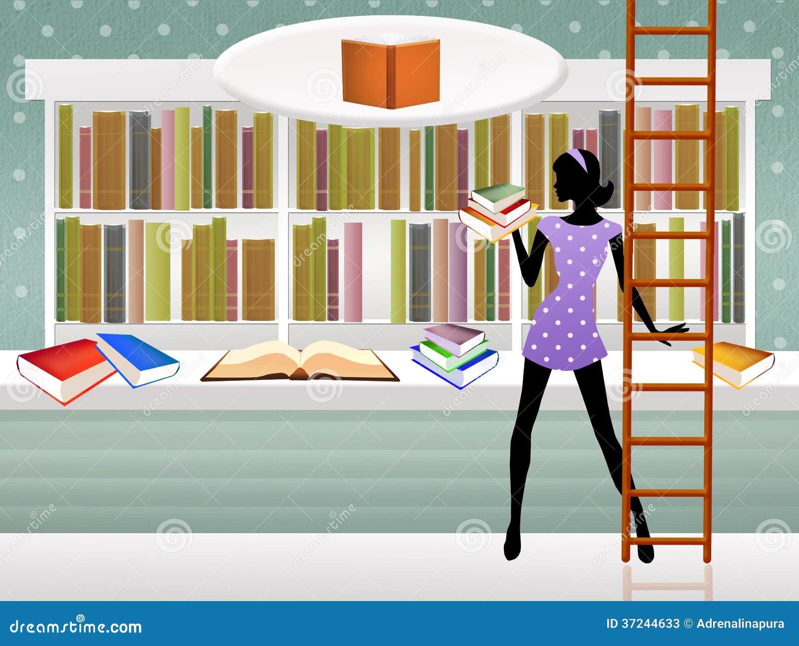 Library stock illustration. Illustration of silhouette - 37244633