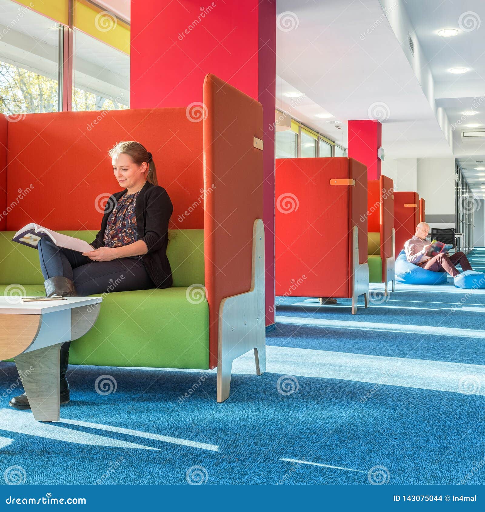 Library with Individual Study Area Stock Photo - Image of learn ...