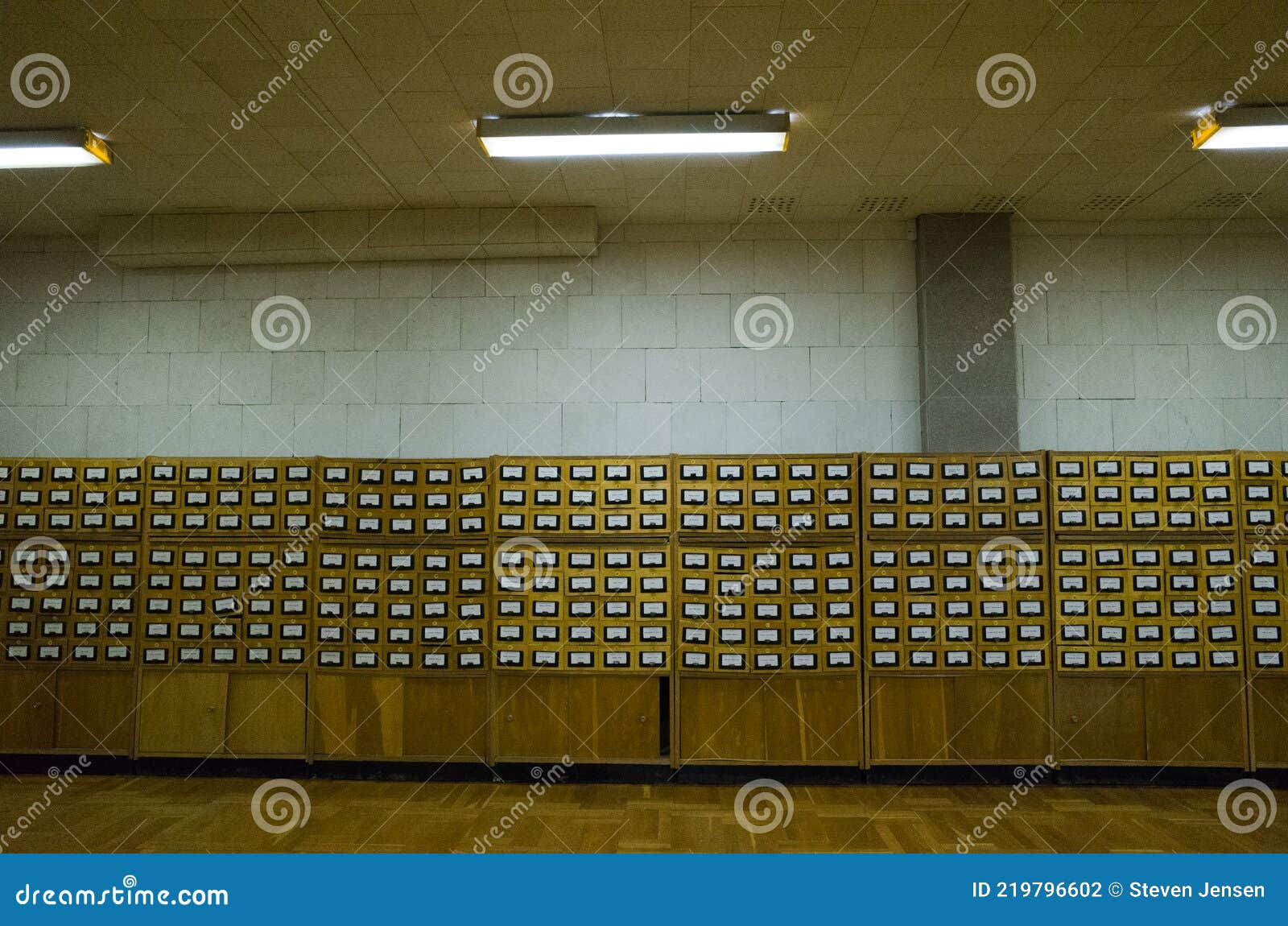 Library Interior File Cabinets Stock Photo - Image of lights, building ...
